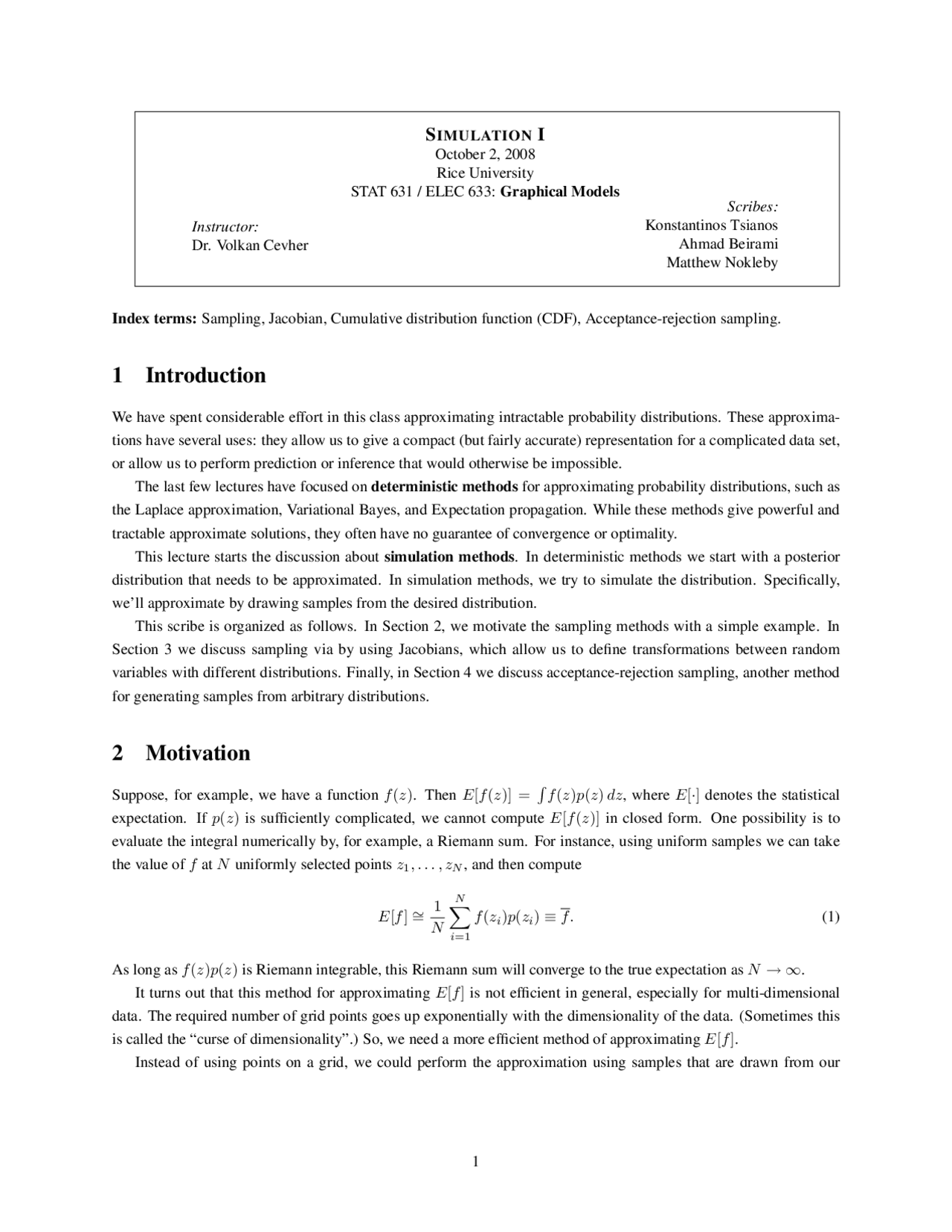 Simulation Notes On Graphical Models Stat 631 Docsity