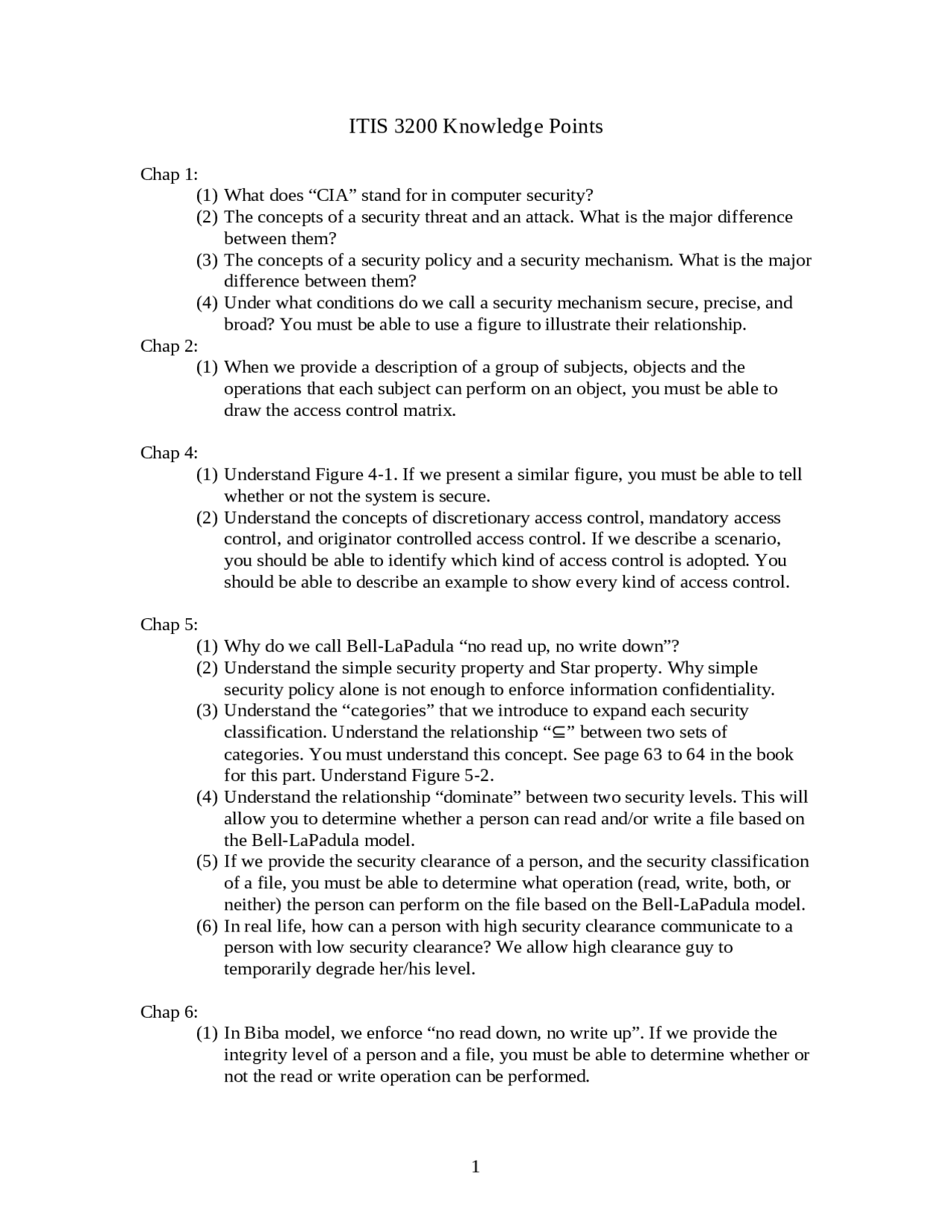 Assignment 4 Exam Review Introduction To Information Security And Privacy Itis 3200 Docsity