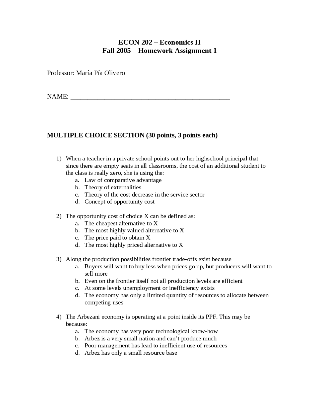 Assignment 1 Questions Principles Of Macroeconomics Econ 202