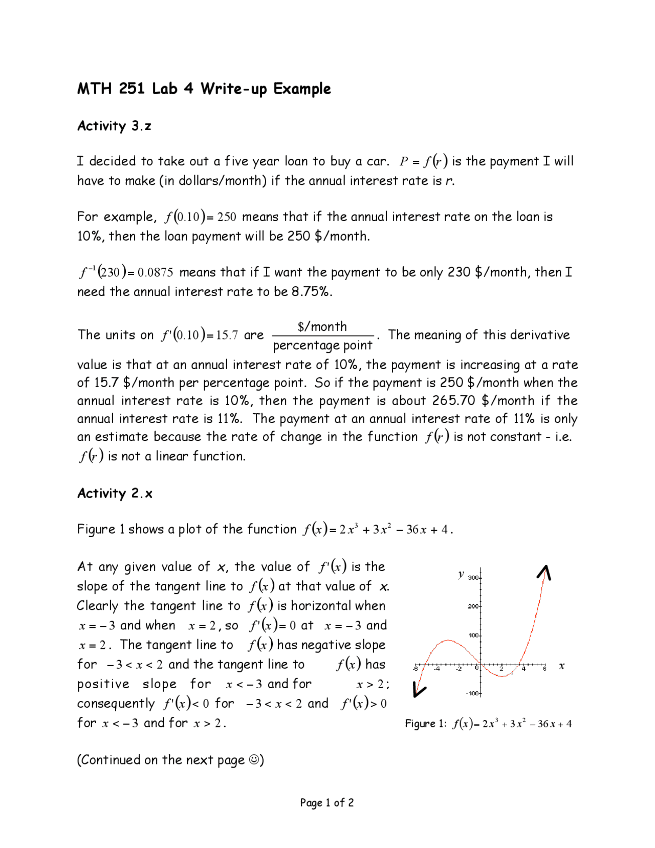 Solved Activities On The Formula Functions Experiment 4 Mth 251