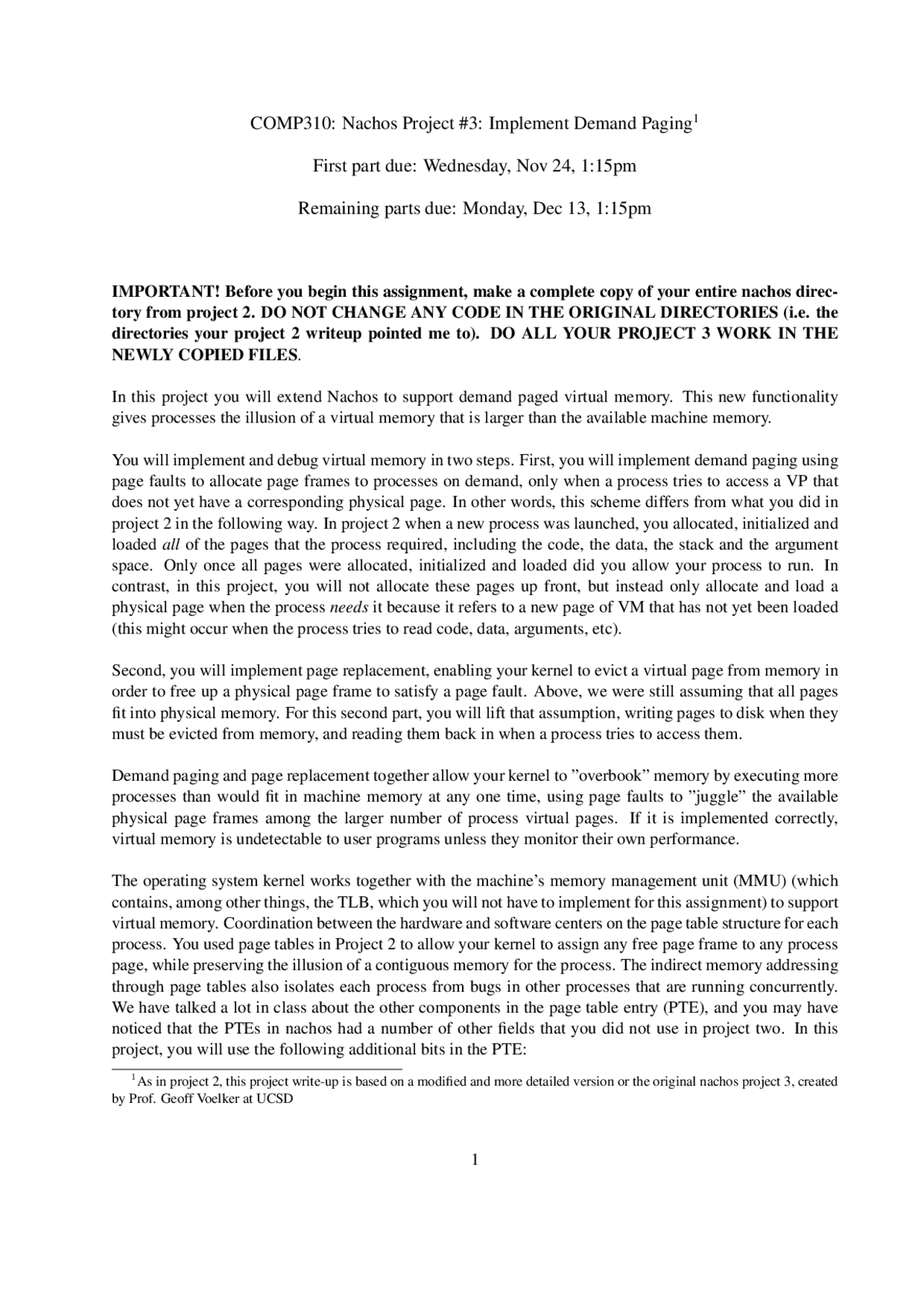 Nachos Project 3: Implement Demand Paging - Operating Systems | COMP 310 | Study Guides ...