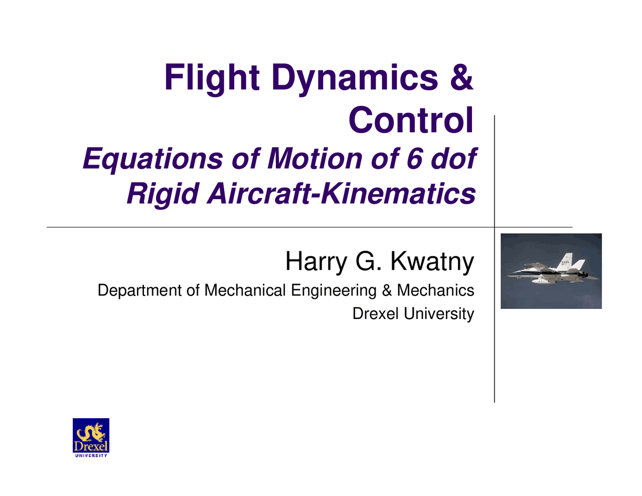 Equations of Motion of 6 dof Rigid Aircraft-Kinematics - Notes | MEM ...