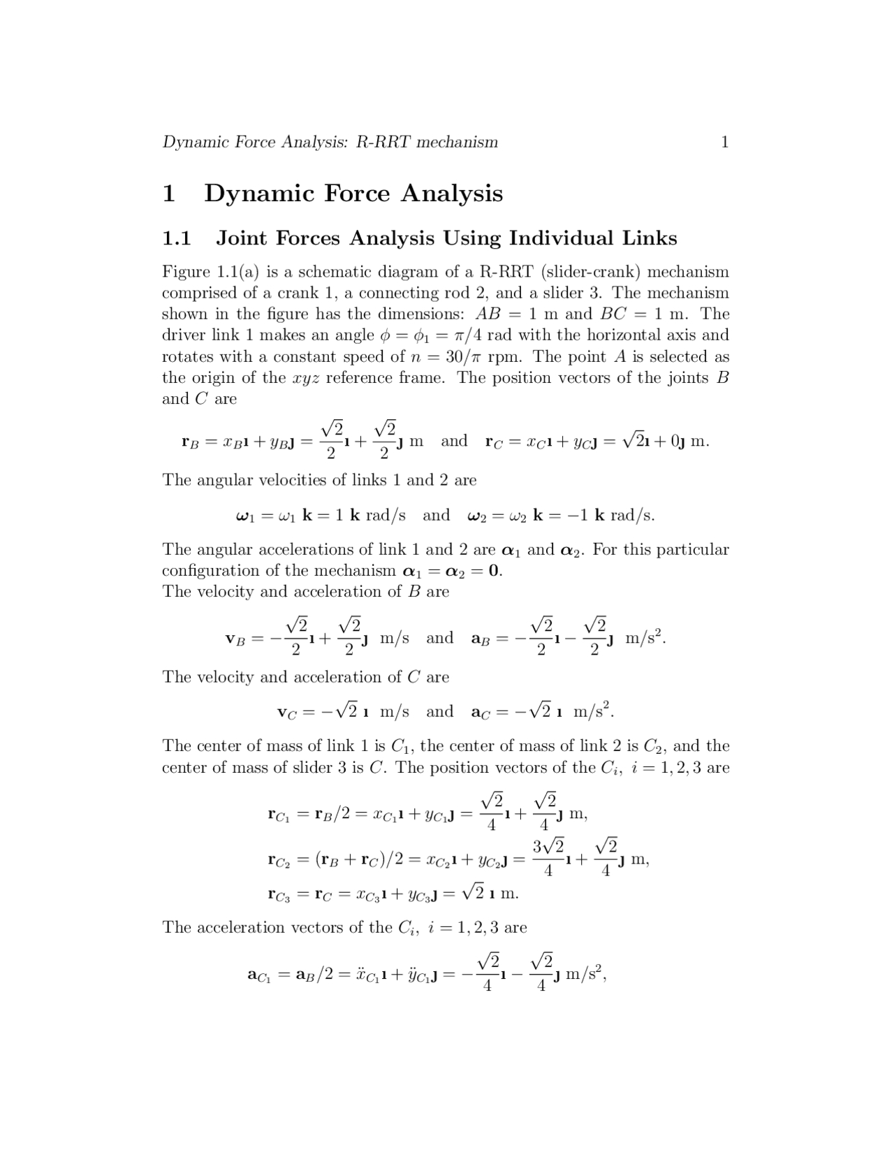 Dynamic Force Analysis: R-RRT Mechanism | MECH 6710 | Study notes ...