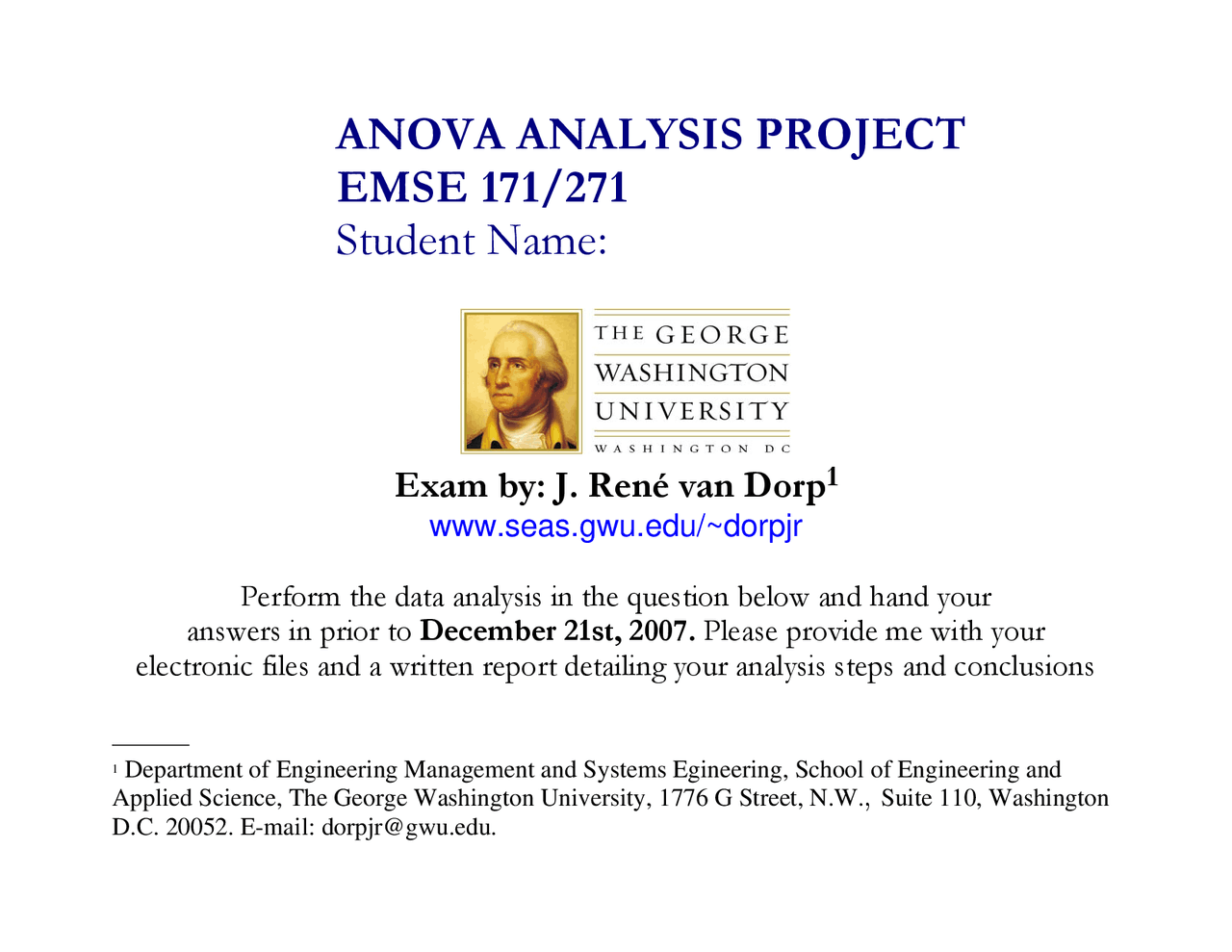 Anova Analysis Project Data Analysis For Engineering And Science