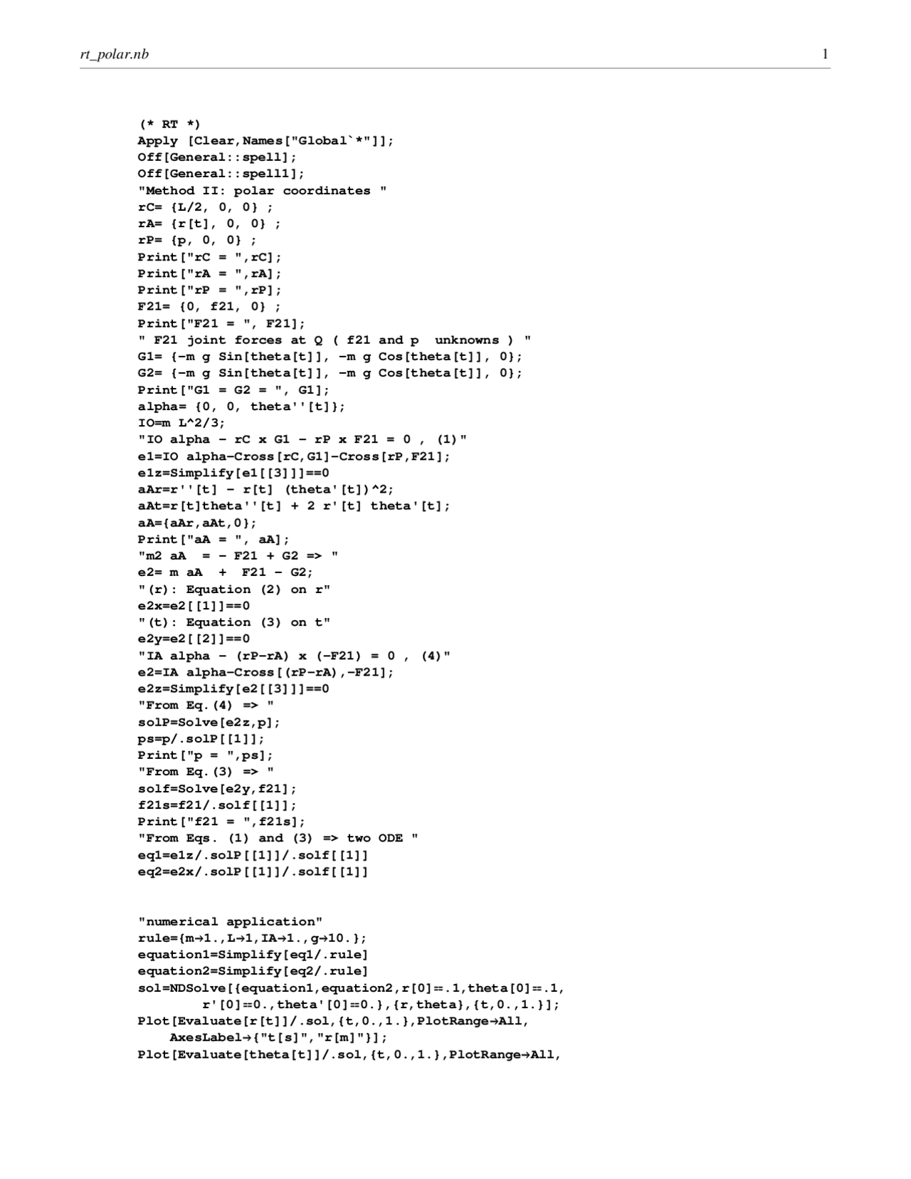 Rt-Polar.nb - Kinematics and Dynamics of Machines - Notes | MECH 2120 ...