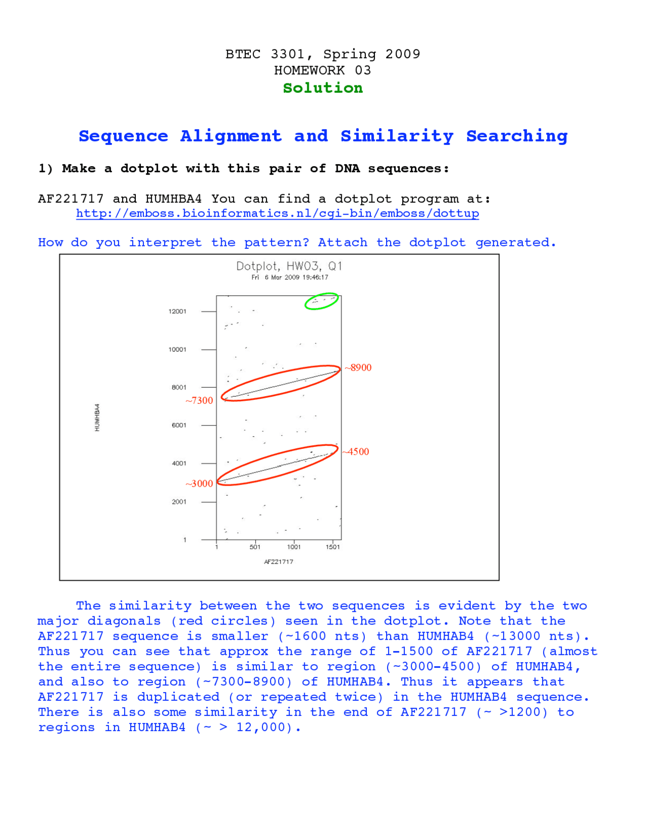 Sequence Alignment And Similarity Searching Assignment 3 Btec 3301