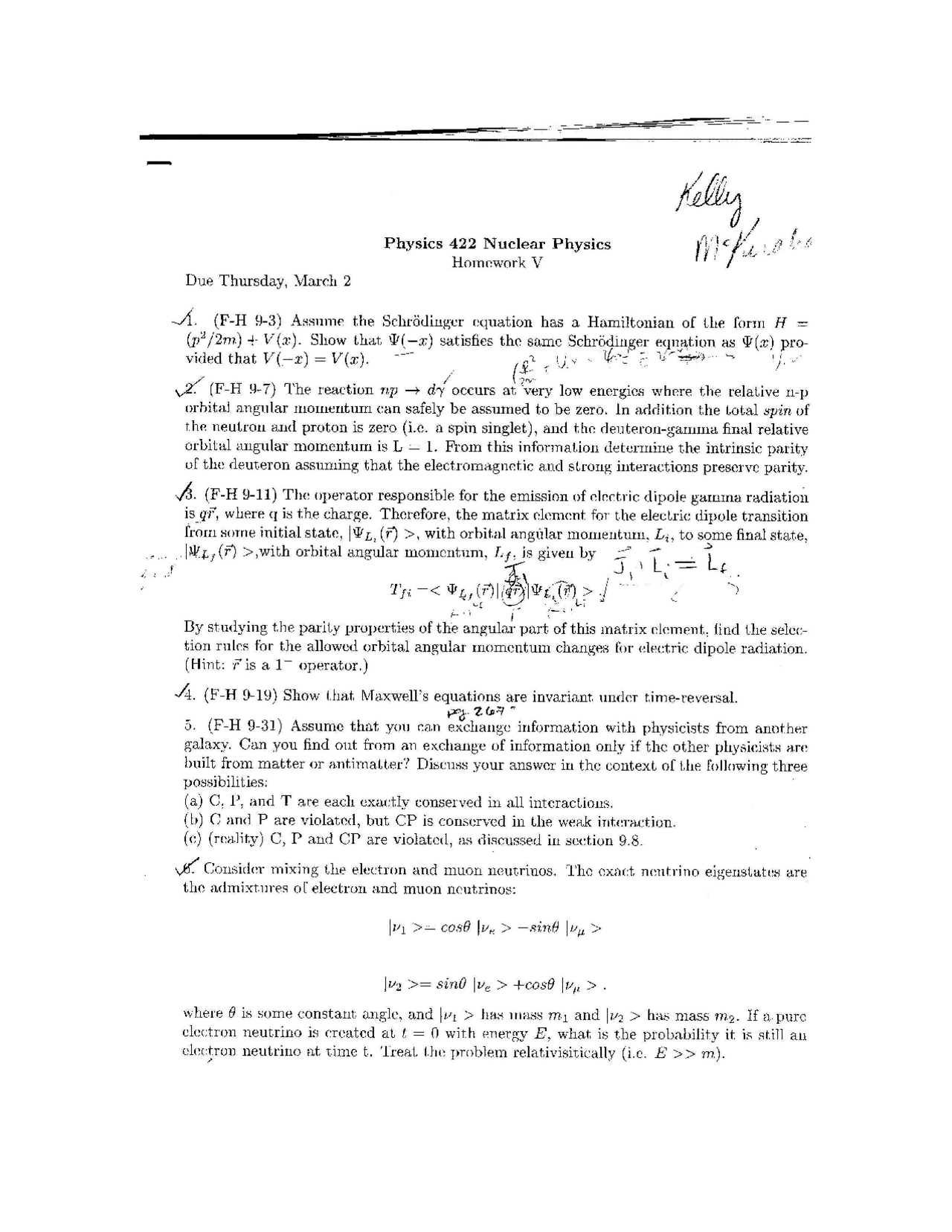 Homework 5 With Solution Nuclear Physics Phgn 422 Assignments