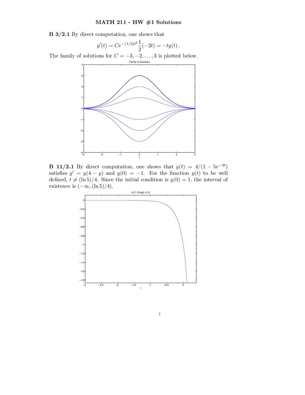 Homework 1 Solved Ordinary Differential Equations And Linear Algebra