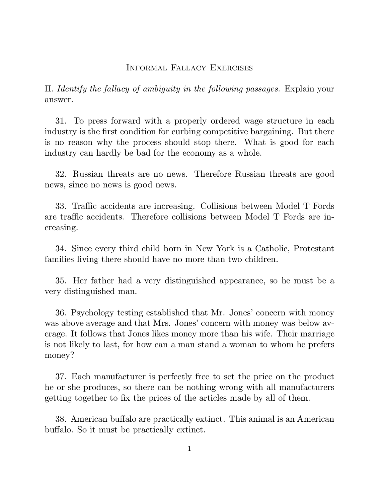 Informal Fallacy Exercises - Core Competency in Mathematics | MATH 101 | Papers Mathematics ...