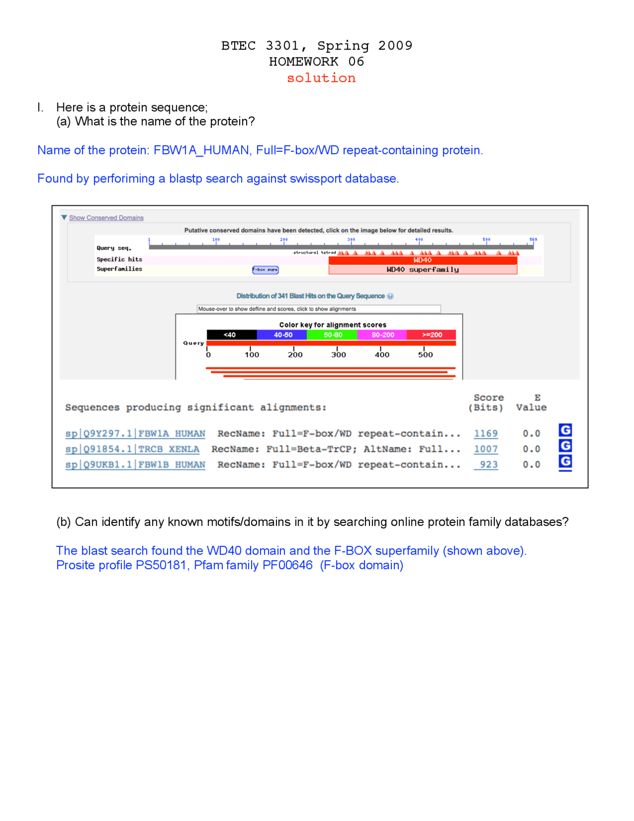 Homework 6 Solutions Genomicsproteomics And Bioinformatics Btec