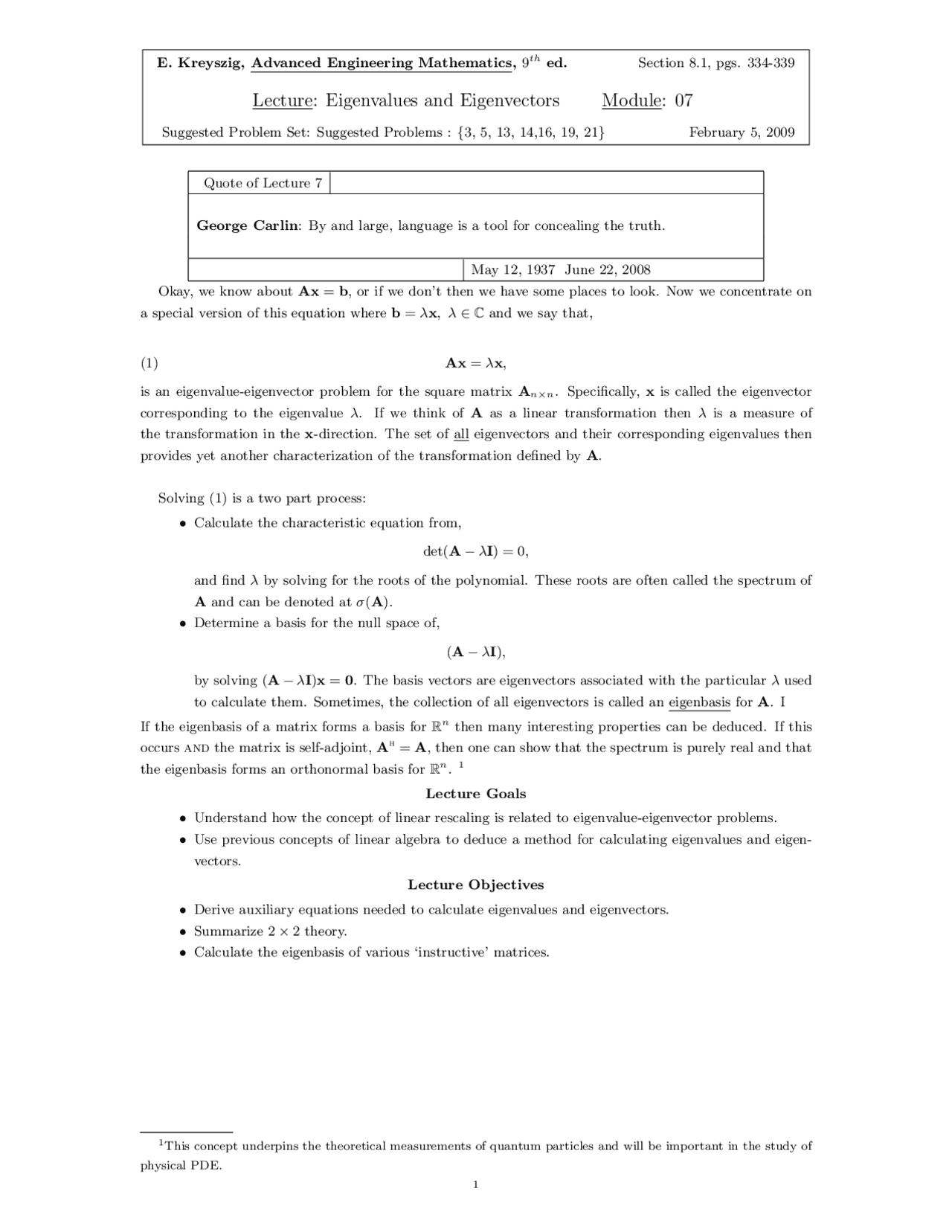 Eigenvalues And Eigenvectors Assignment Math 348 Docsity