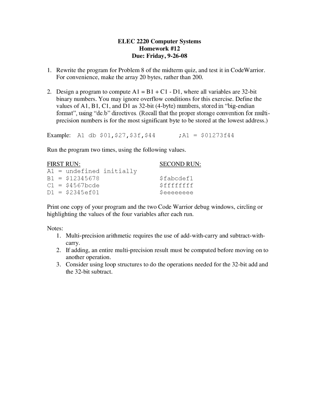 Homework 12 Practice Problems On Computer Systems Elec 2220 Assignments Electrical And