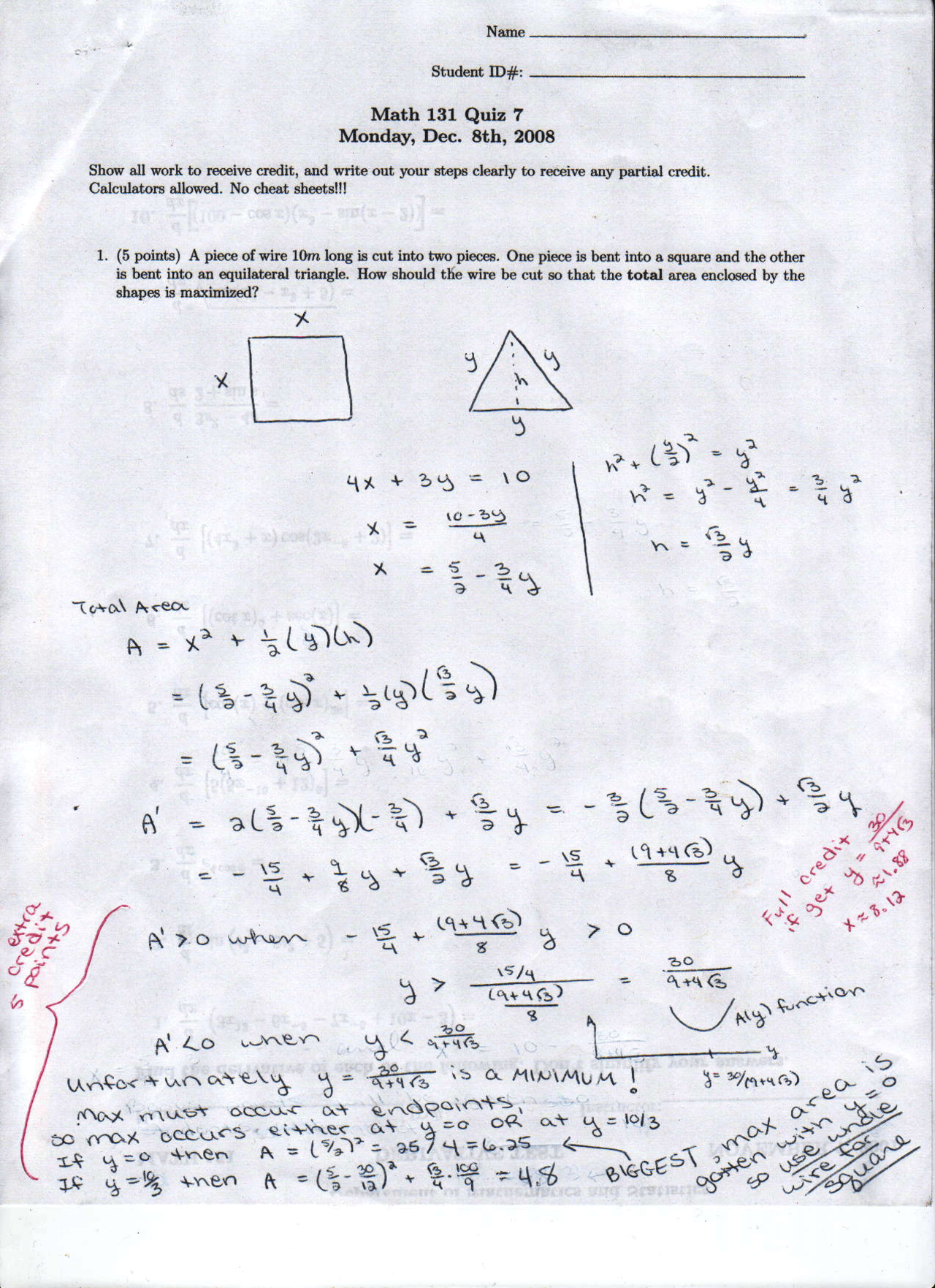 Quiz 7 Solved Problems Calculus I Math 131 Docsity