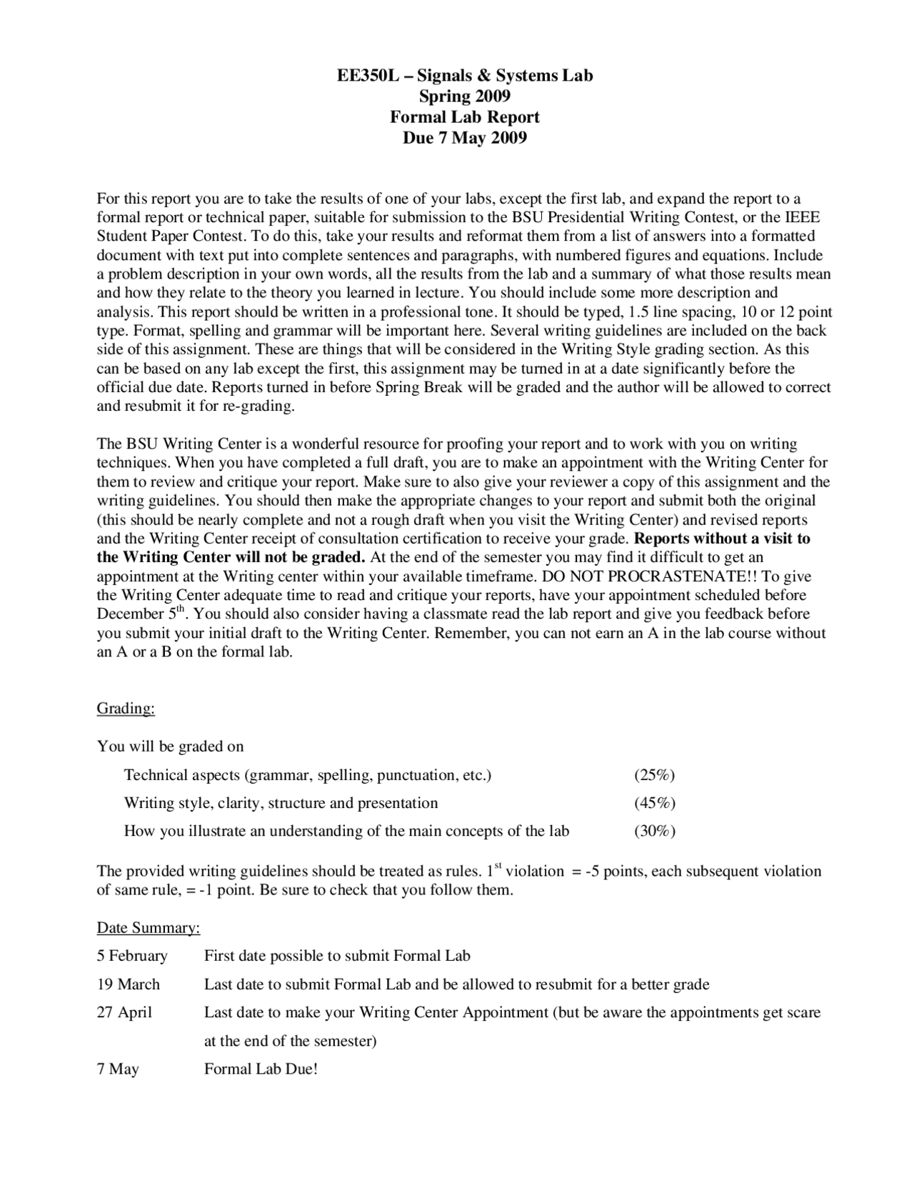 Formal Lab Report On Signals And Systems Ece 350 Docsity
