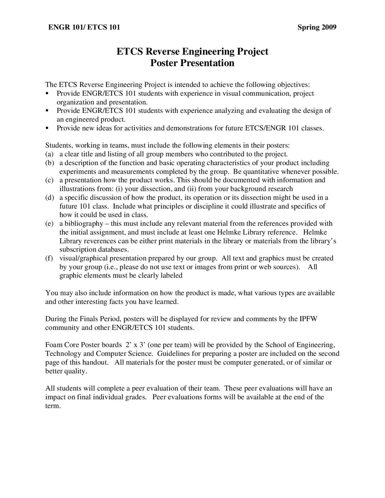 Reverse Engineering Project Introduction To Engineering Engr 101 Docsity