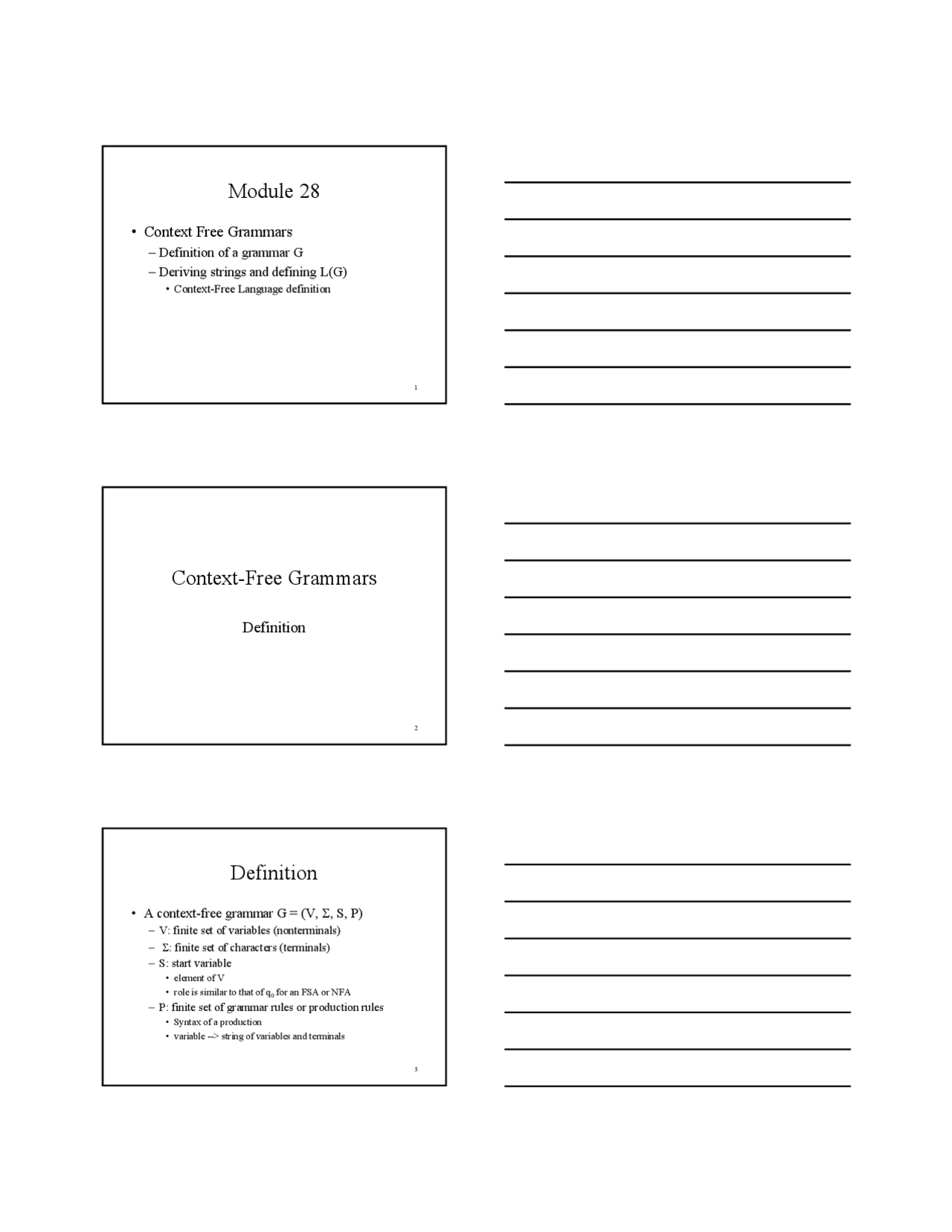 Context Free Grammars Computability And Languages Slides Cse 460