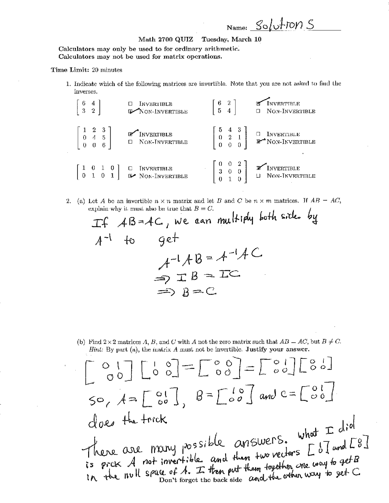 3 Solved Problems To Indicate The Matrices And Matrix Operation Quiz