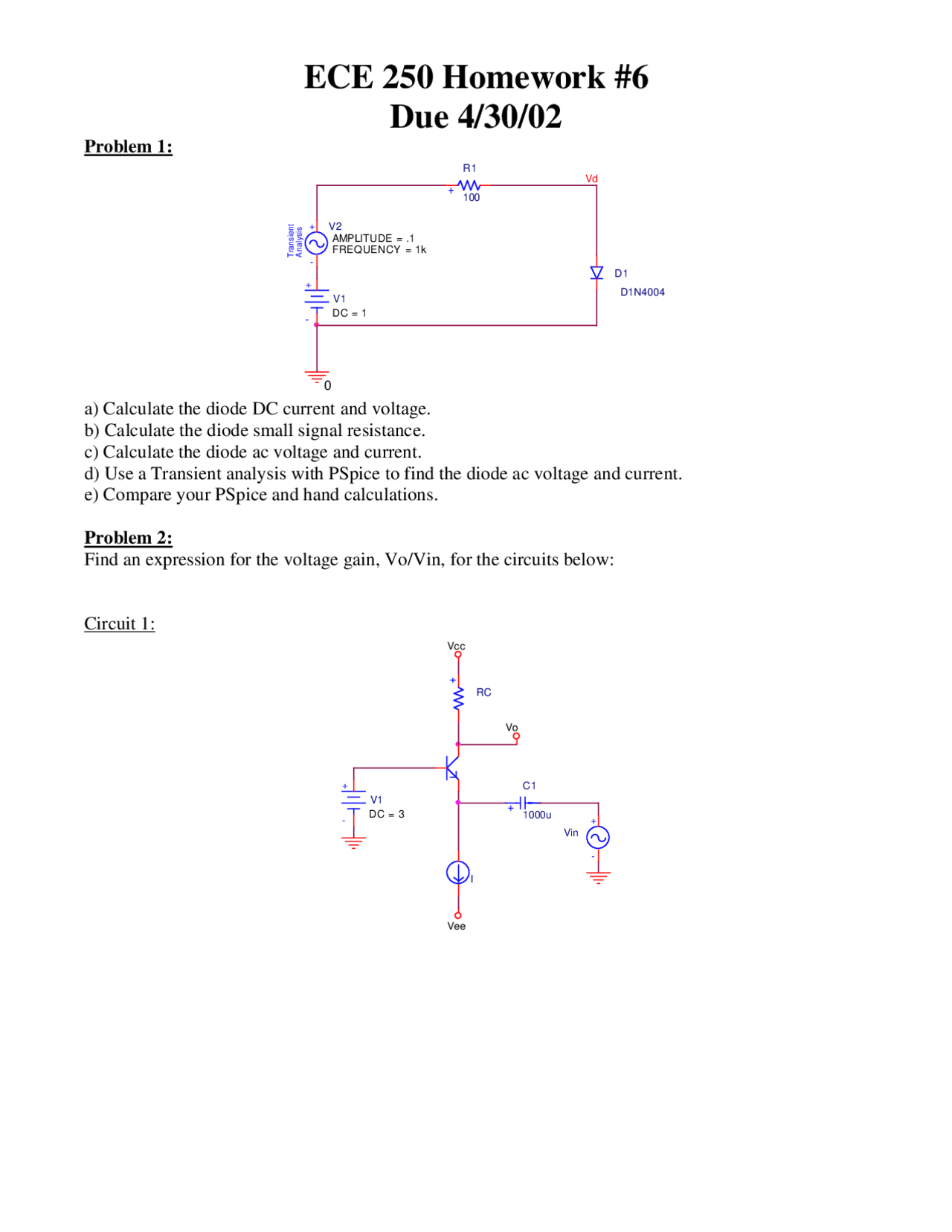 3 Practice Problems On Electronic Device Modeling Homework 6 Ece