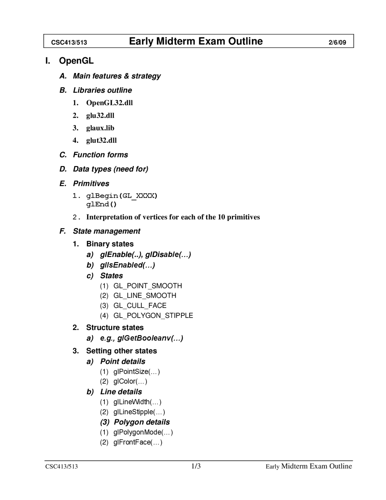 Early Midterm Exam Outline - Computer Graphics | CSC 413 | Exams ...