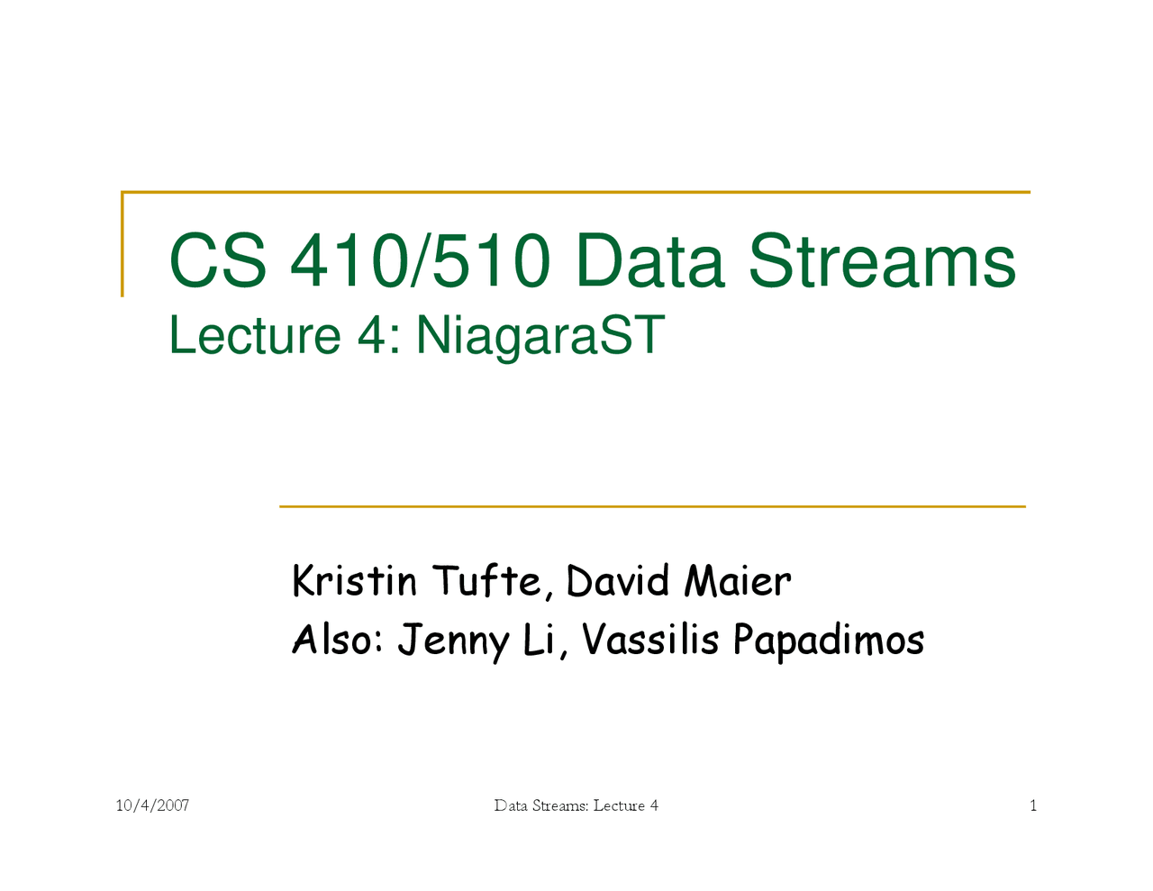 History Of The Data Streams Project Cs 410 Docsity