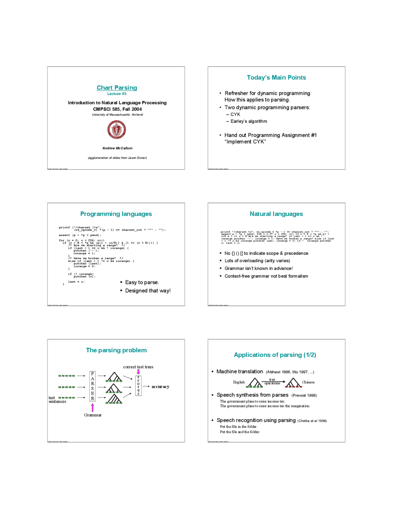Dynamics Programming Languages Cyk Earlley S Algorithm Cmpsci 585 Docsity