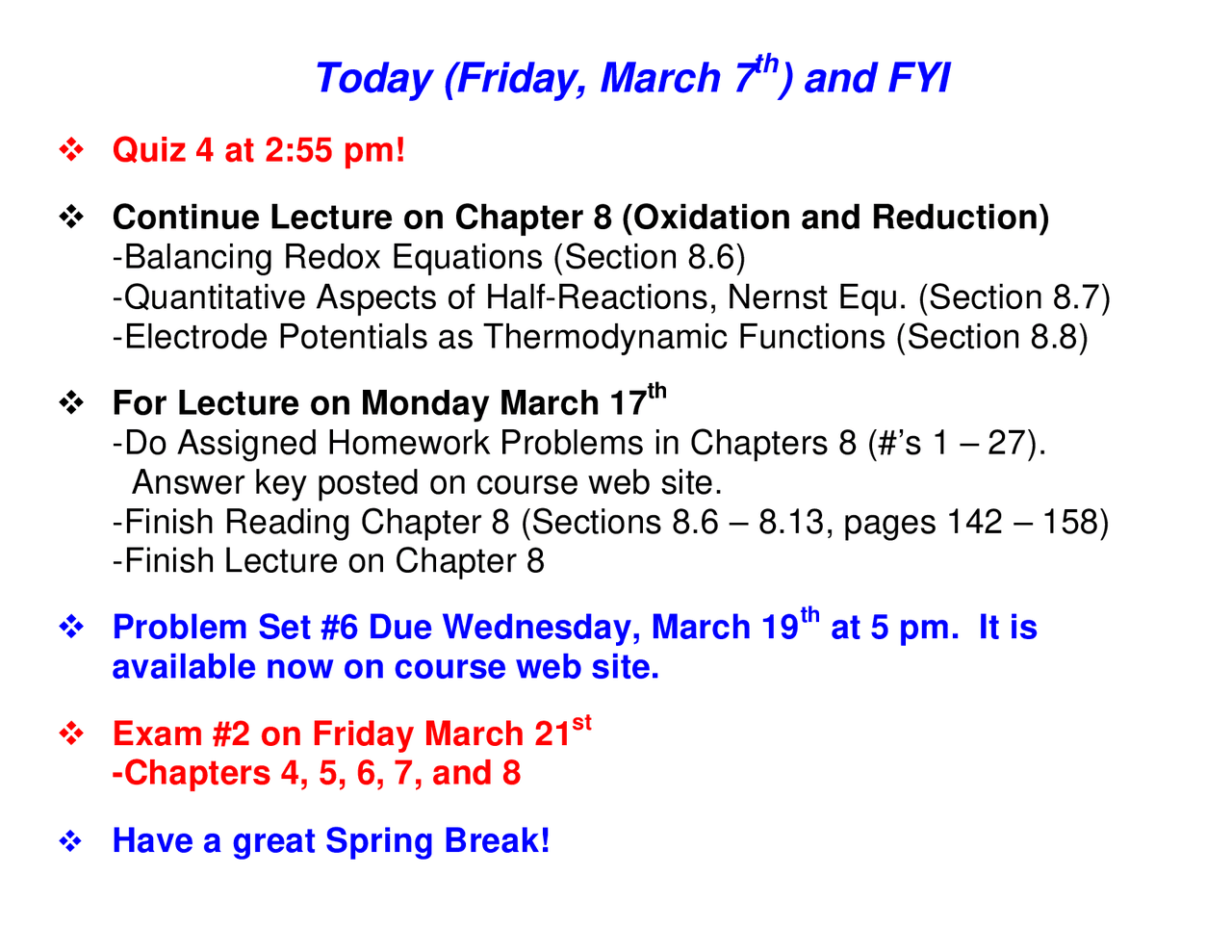 Inorganic Chemistry Oxidation And Reduction Quiz 4 Chm 218 Docsity