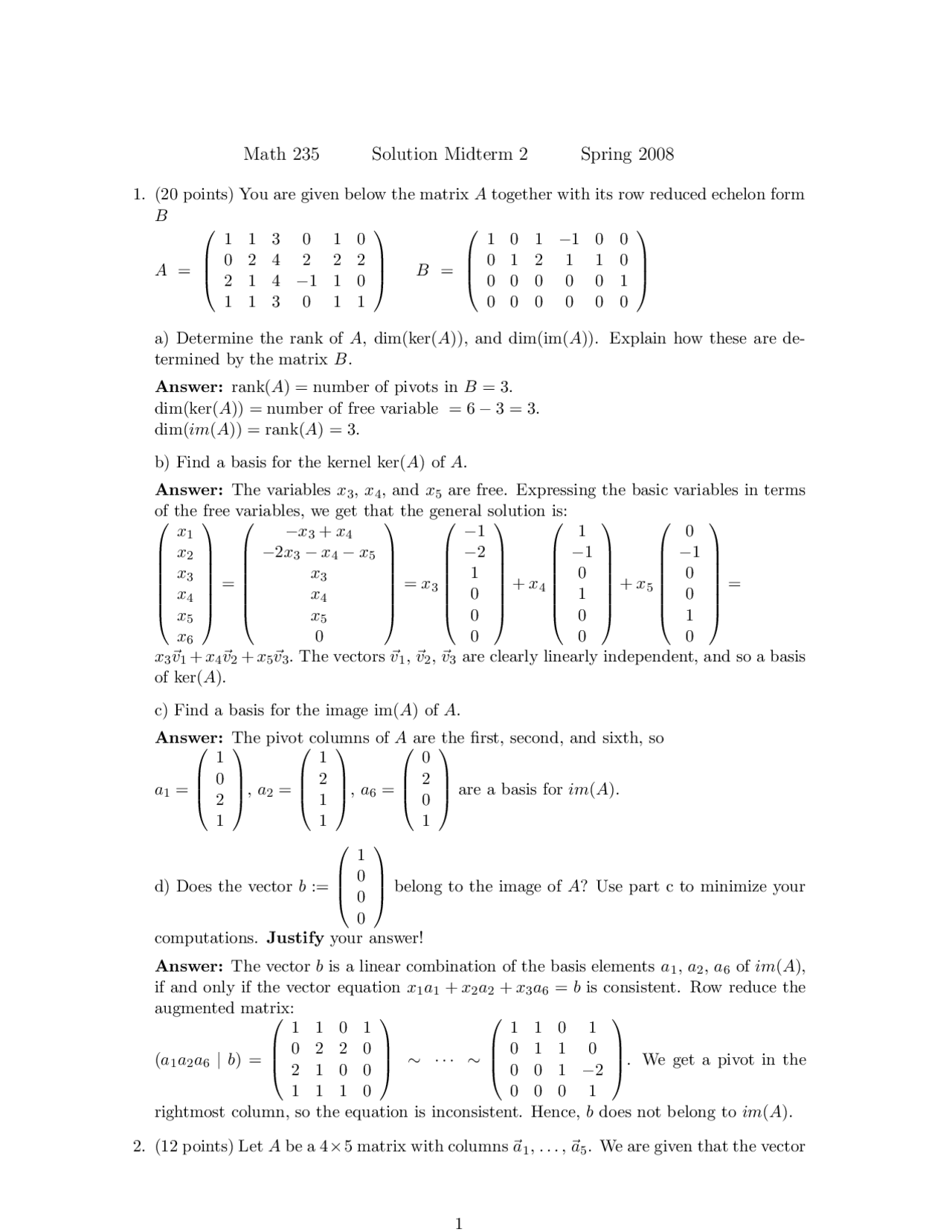 6 Solved Problems On The Linear Combination Of Vectors Midterm Exam