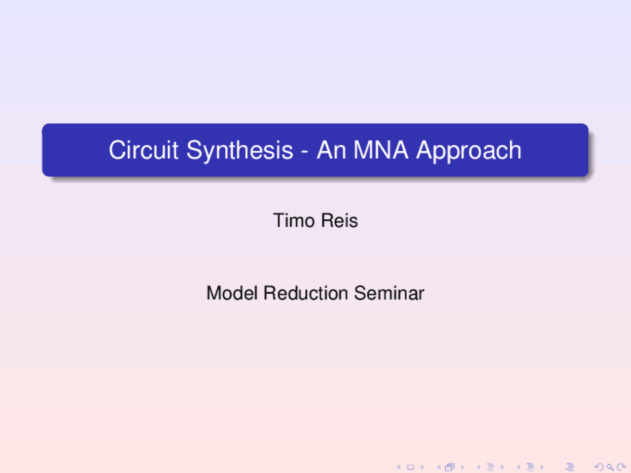 Circuit Synthesis - An MNA Approach | CAAM 699 - Docsity