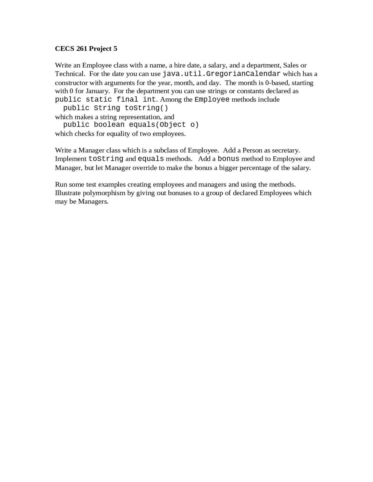 Project 5 Questions Computing With Java Cecs 261 Docsity