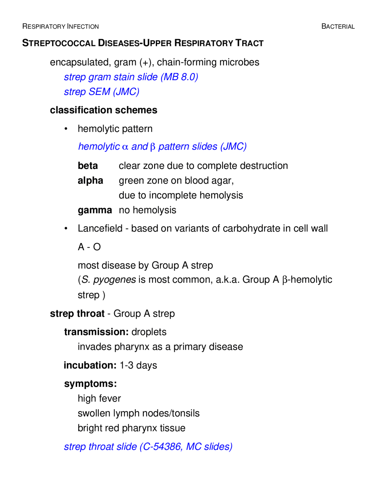 Respiratory Infection Bacterial - Microorganisms and Human Disease | MBI 111 - Docsity