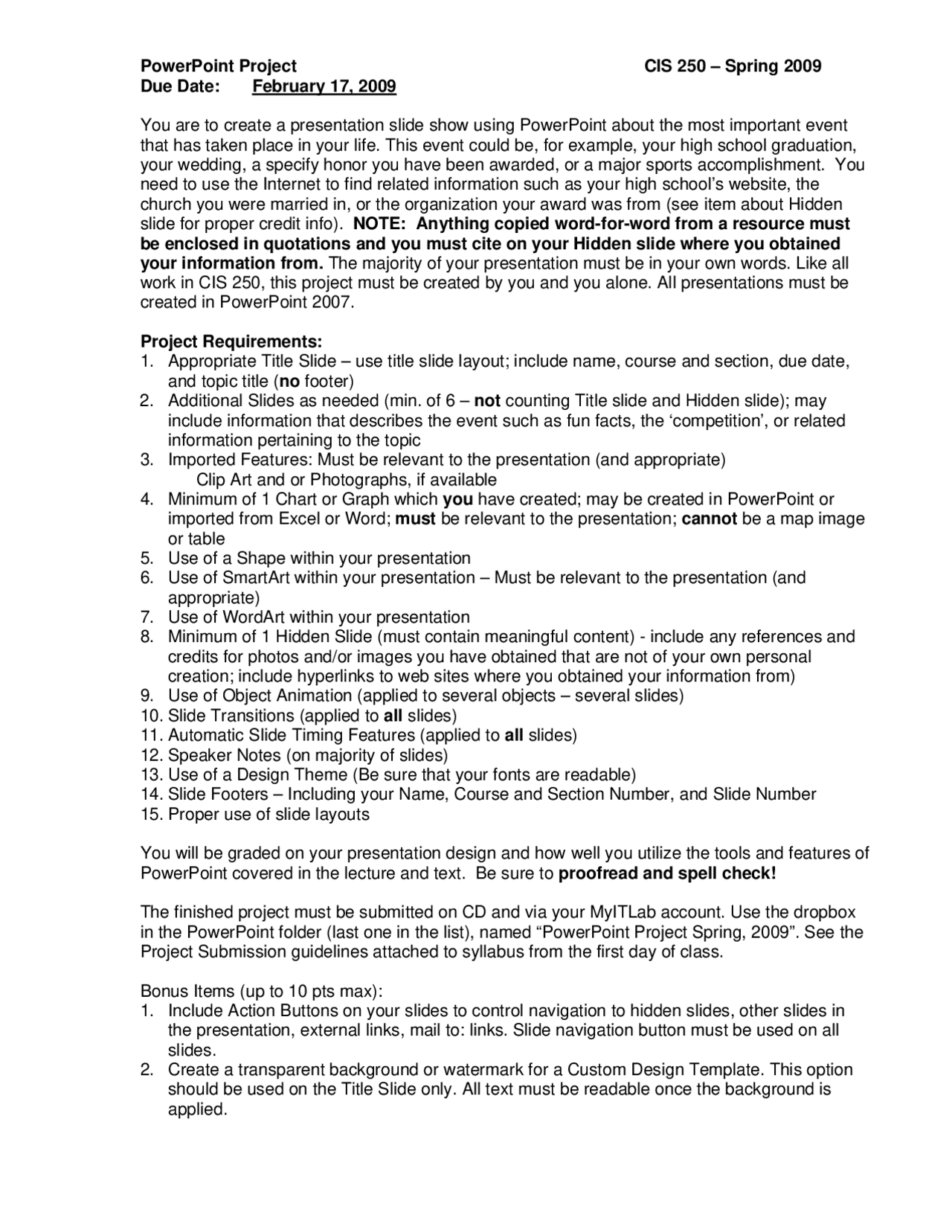 Powerpoint Project For Advanced Computer Applications Cis 250 Docsity