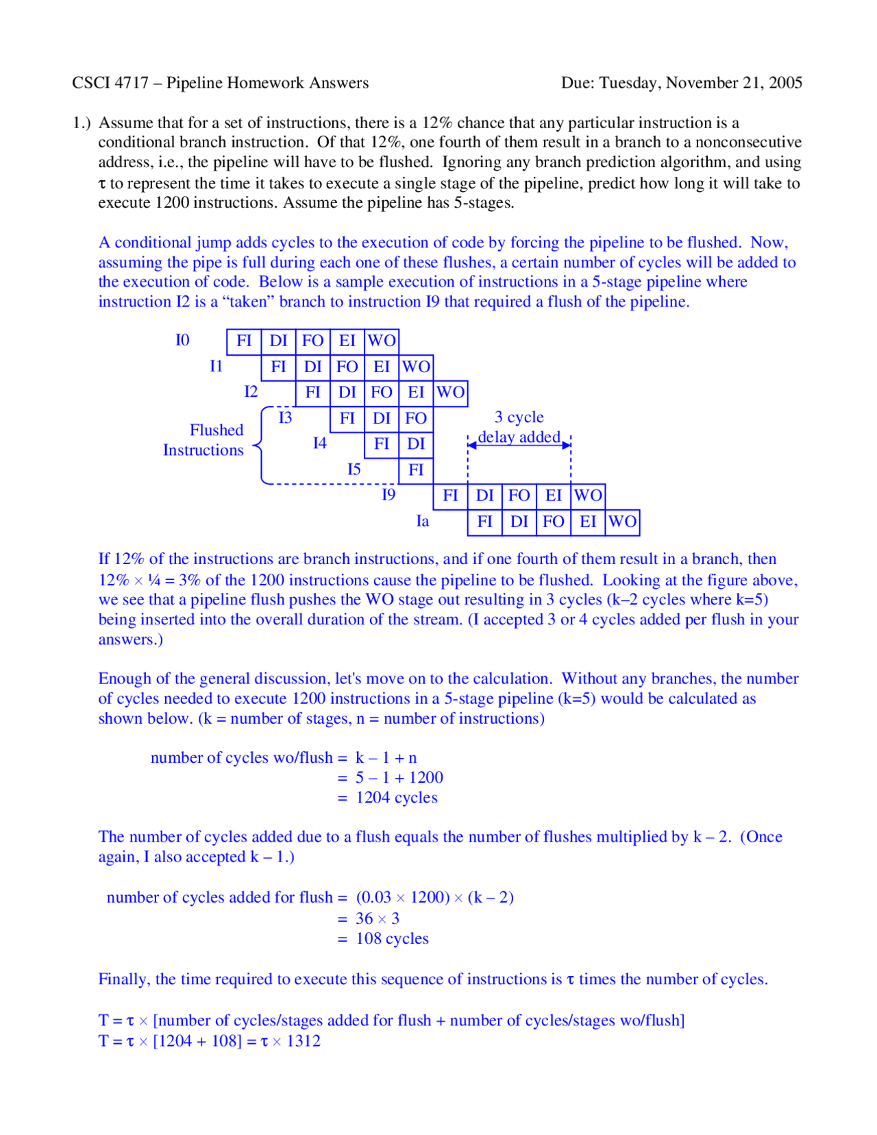 Computer Architecture Pipeline Homework Answers Csci 4717 Docsity 0479