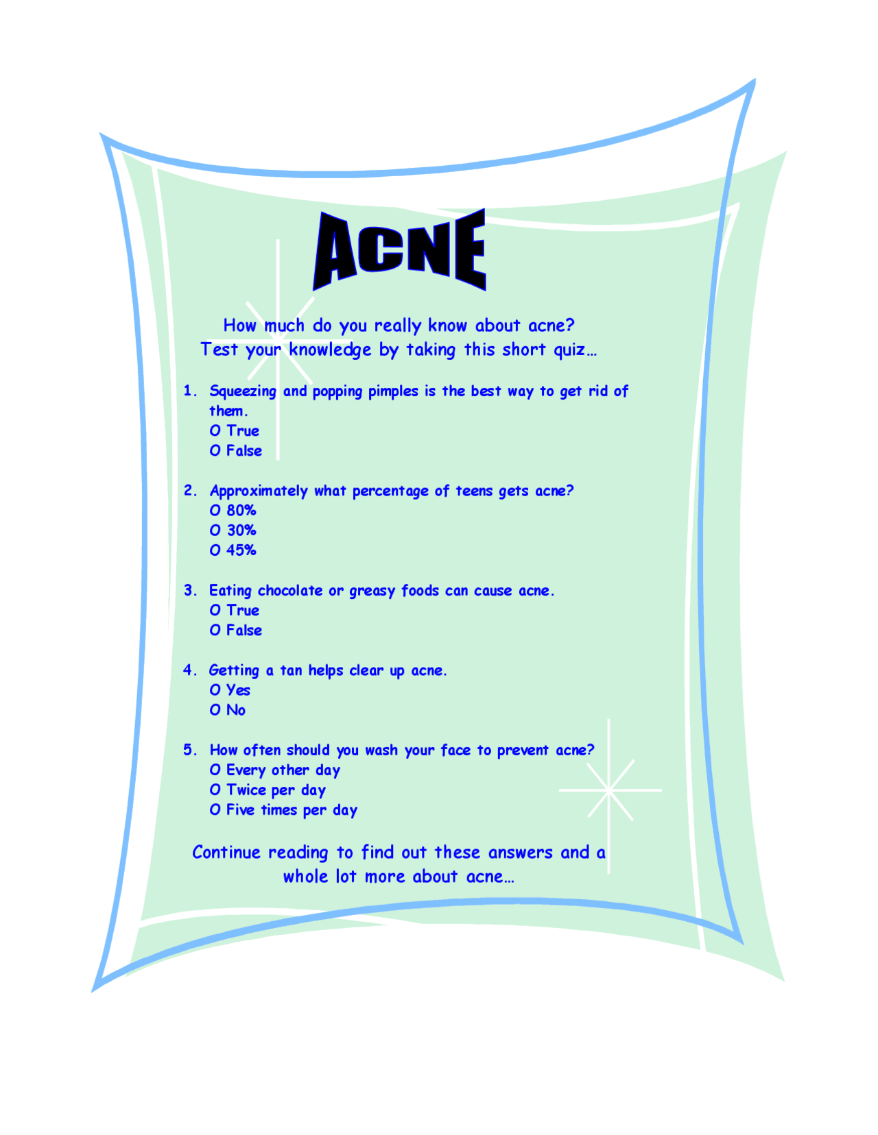 ACNE - Class Quiz - Issues in Human Development and Learning | EPS 406 ...