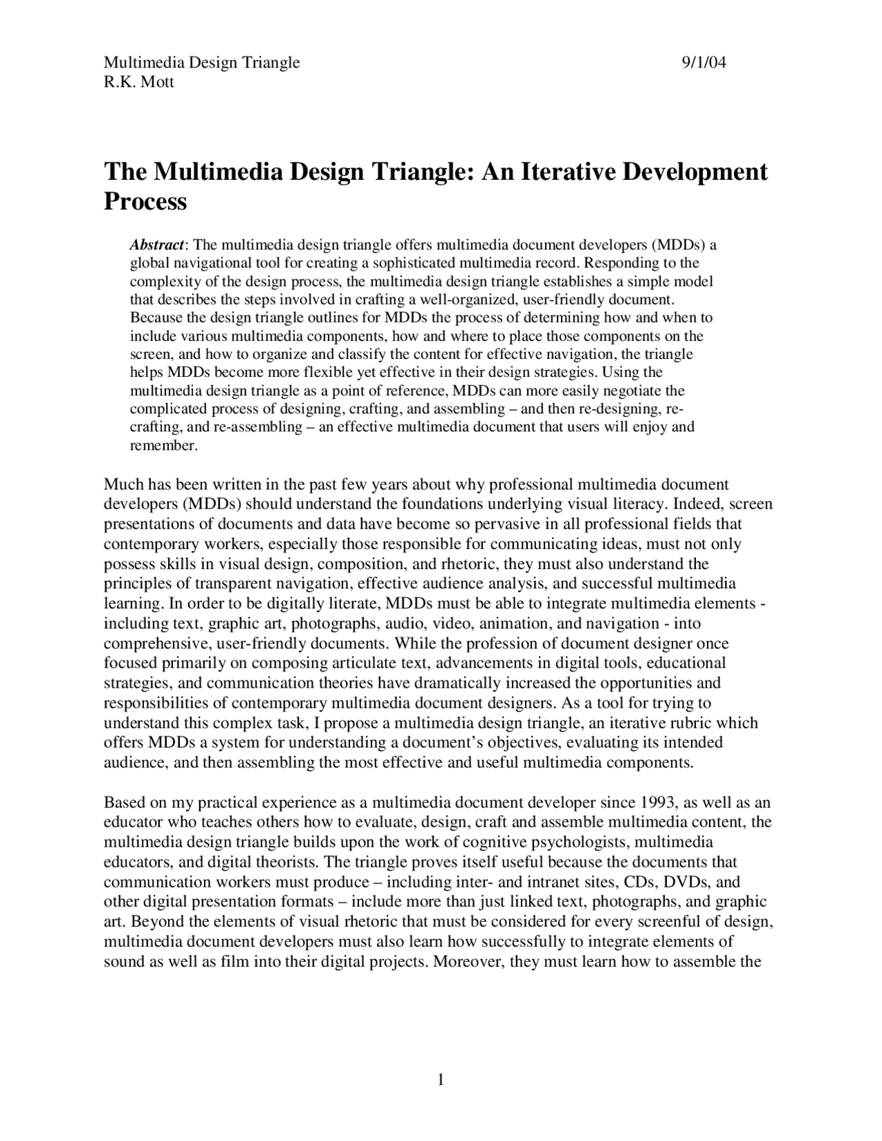 The Multimedia Design Triangle: An Iterative Development Process | ENG ...