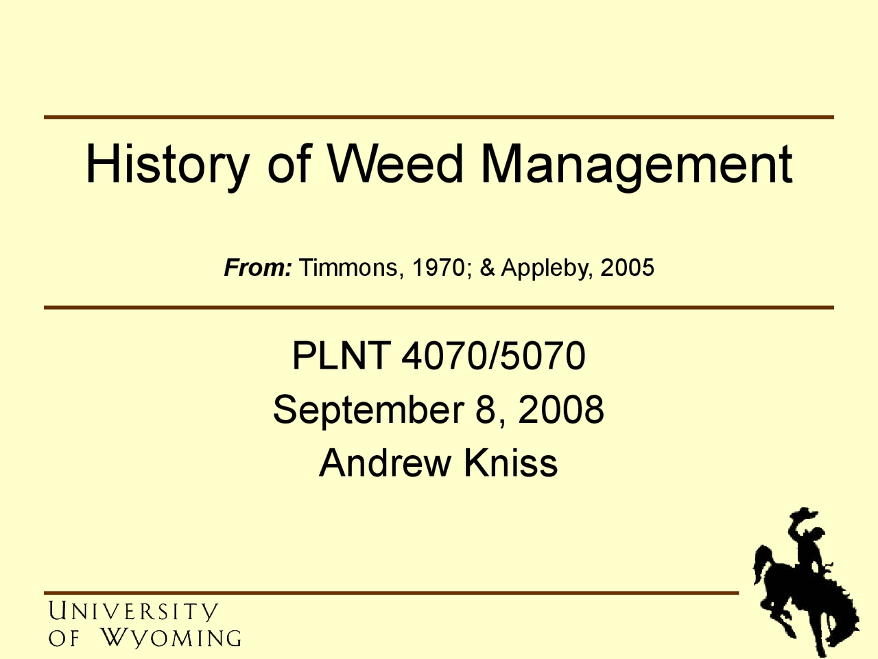 History of Weed Management - Laboratory | PLNT 4070 - Docsity