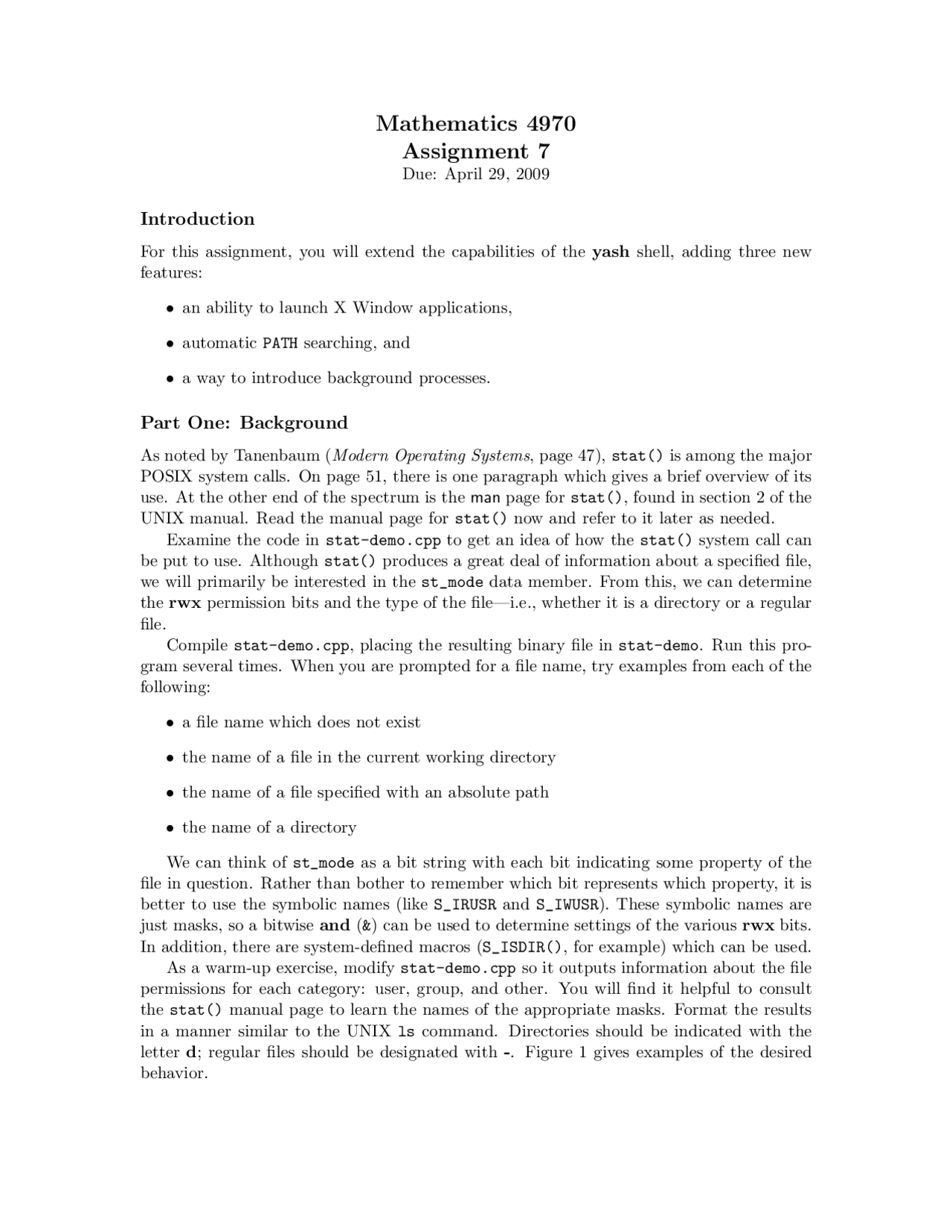 Principles Of Operating Systems Assignment 7 Mat 4970 Docsity