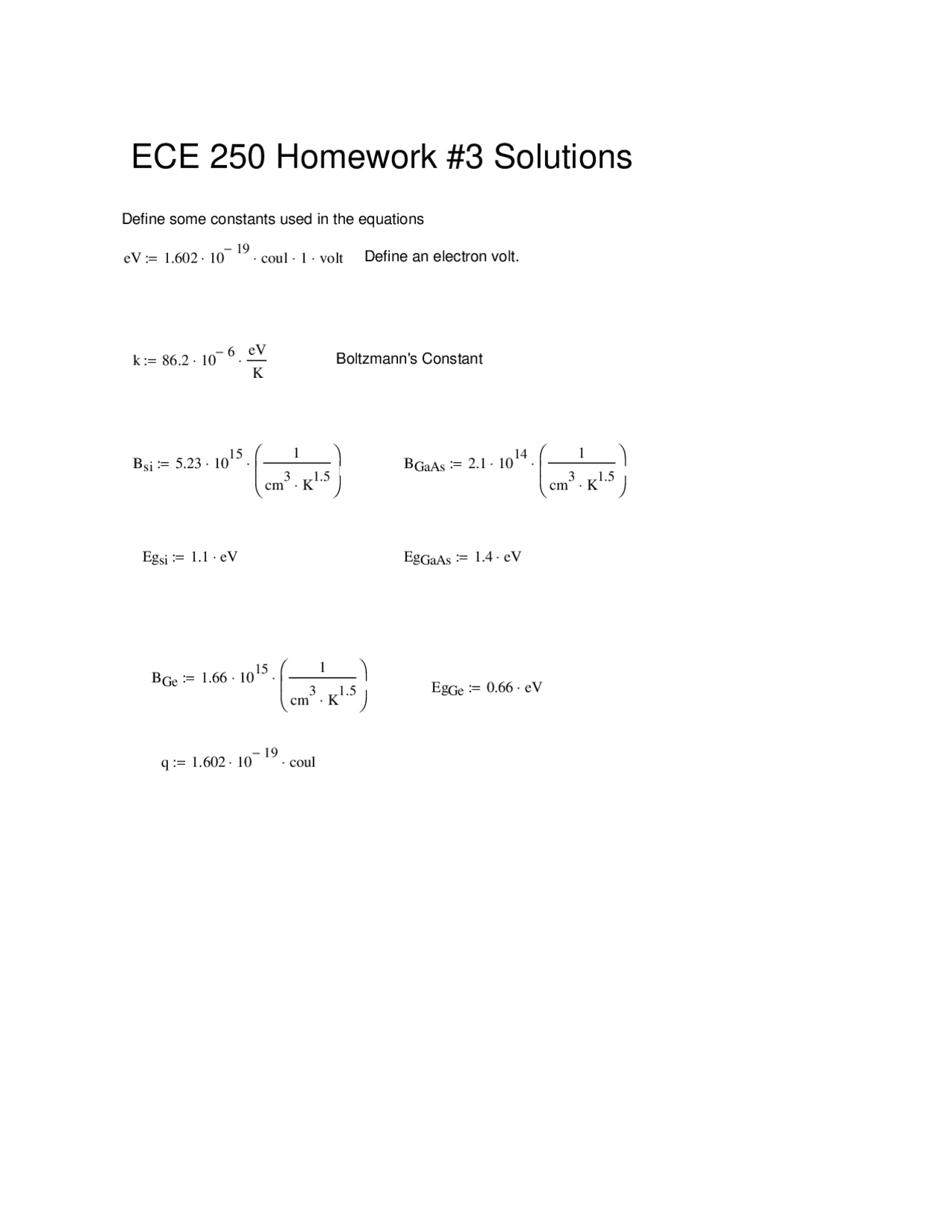 Homework 3 Solutions Of Electronic Device Modeling Ece 250 Docsity