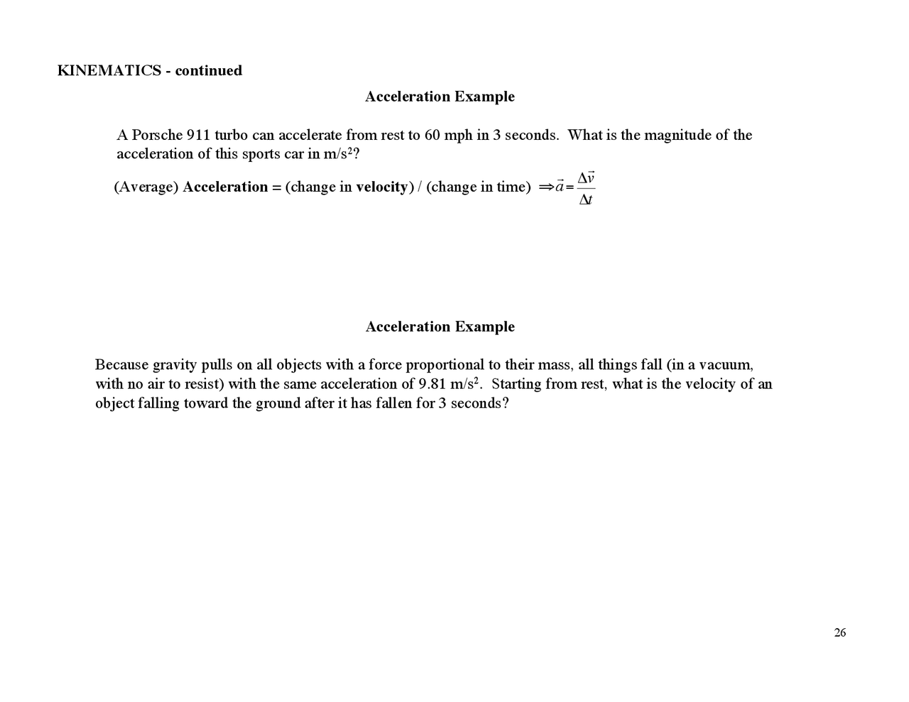 Kinematics Acoustics Assignment Phys 170 Docsity