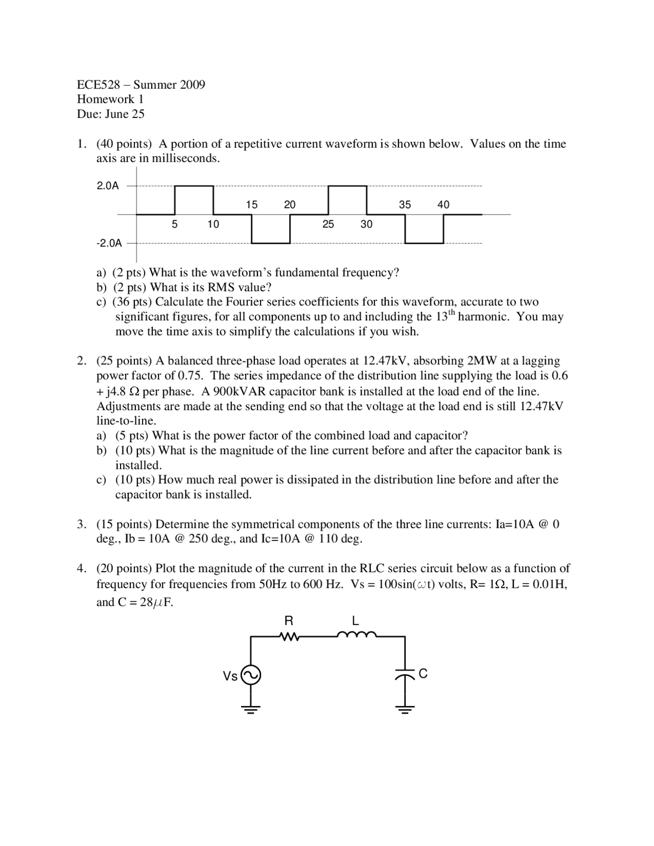 Understanding Power Quality Homework 1 Ece 528 Docsity