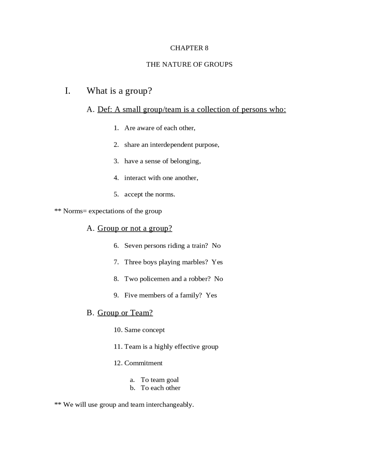 Notes On Nature Of Groups Introduction To Human Communication Hcom 100 Docsity