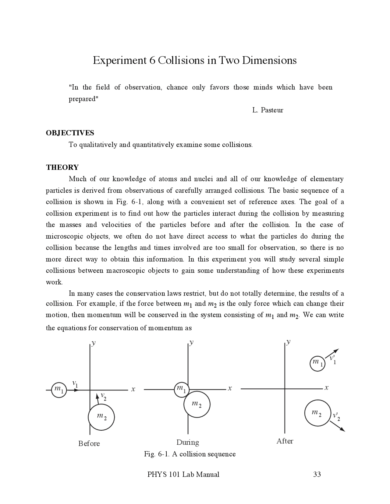 Lab 6 for Collisions in Two Dimensions - Mechanics | PHYS 101 - Docsity