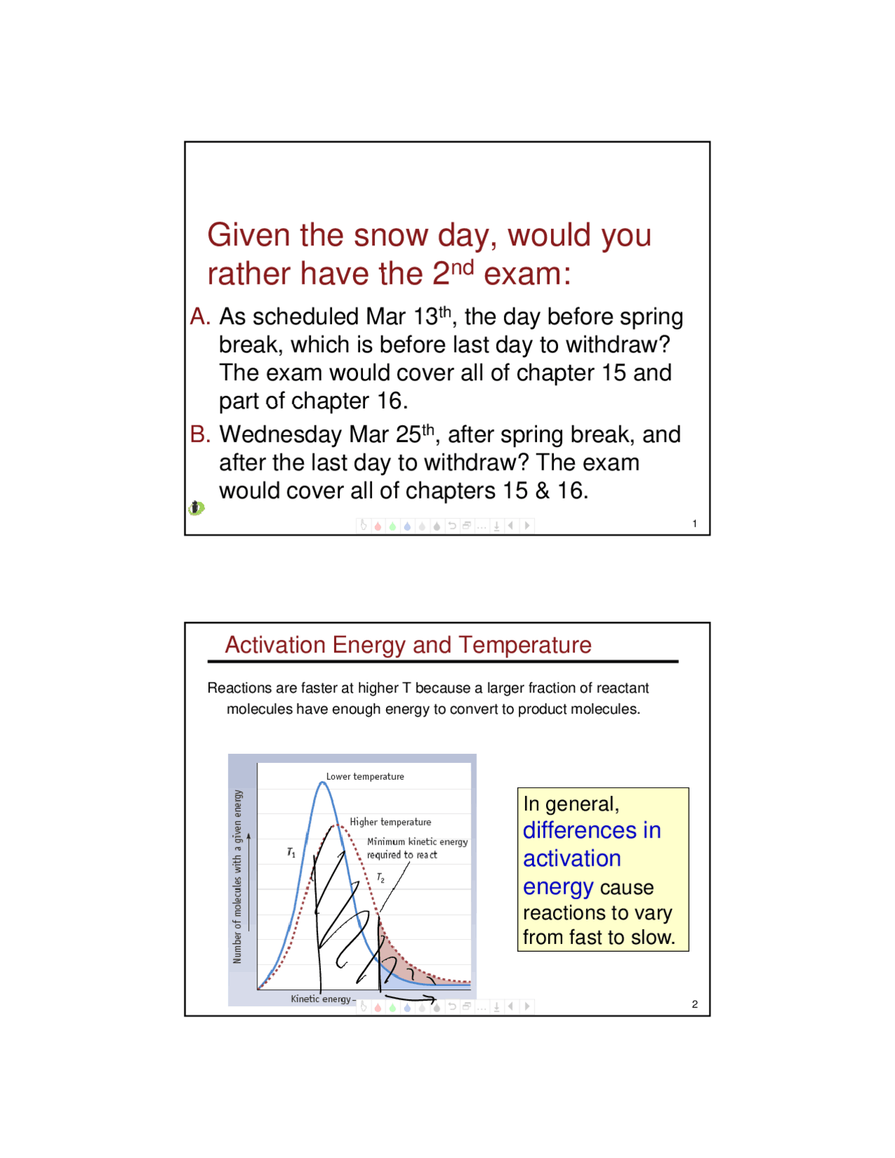Activation Energy and Temperature - Lecture Slides | CHEM 112 - Docsity