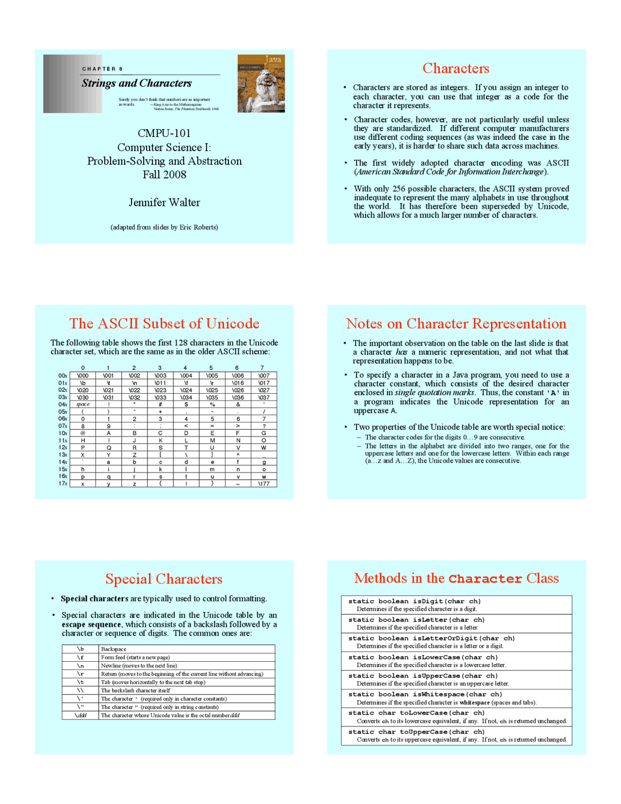 Lecture Slides On Character Representation Cmpu 101 Docsity