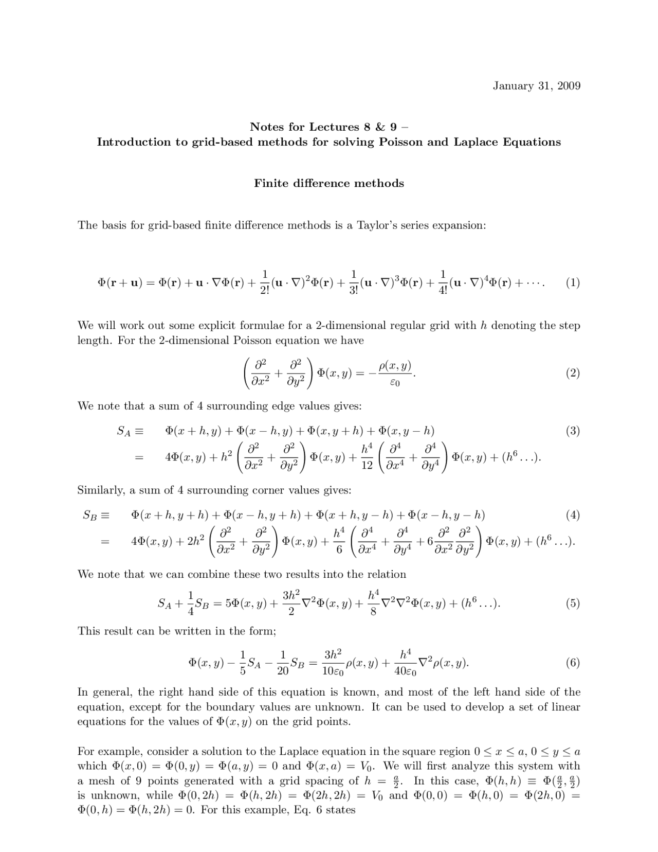 Introduction To Grid Based Methods For Solving Poisson And Laplace
