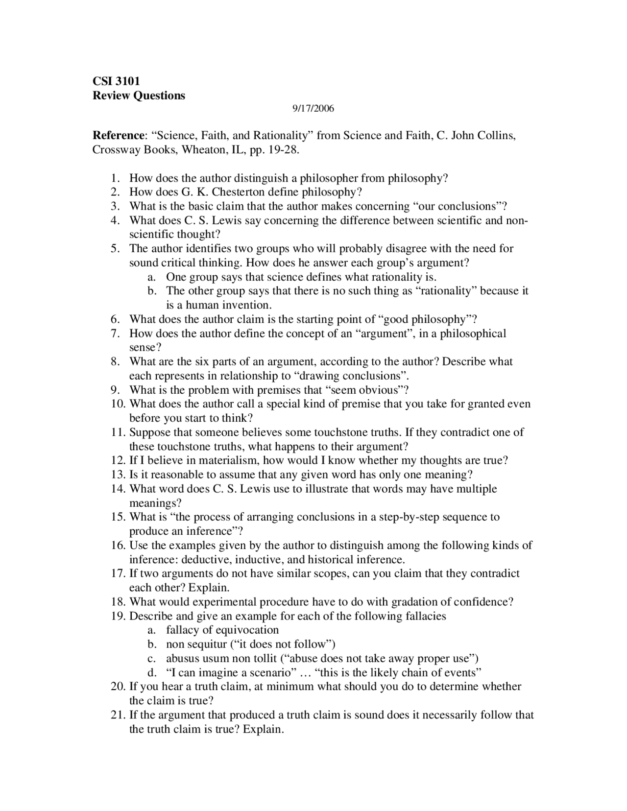 Review Questions For Computers In Society Csi 3101 Docsity
