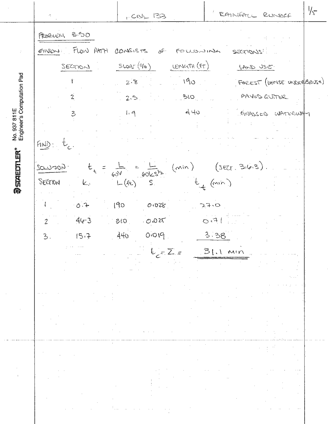 5 Solved Problems In Water Resource Engineering Assignment Civl 133