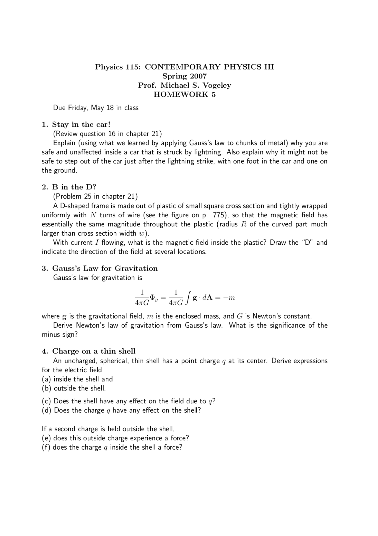 Assignment 5 Questions Contemporary Physics Iii Spring 2007 Phys
