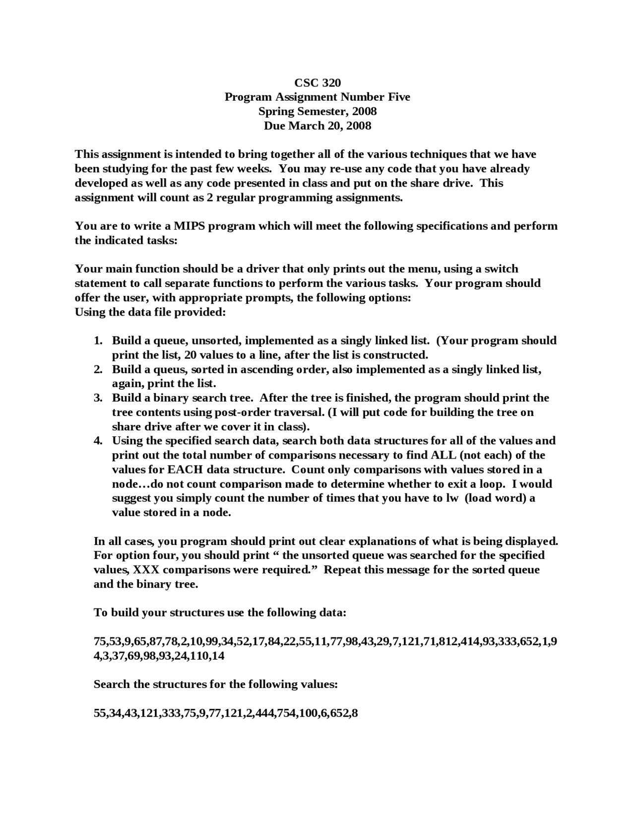 Questions For Assignment 5 Computer Organization And Architecture Csc 320 Assignments