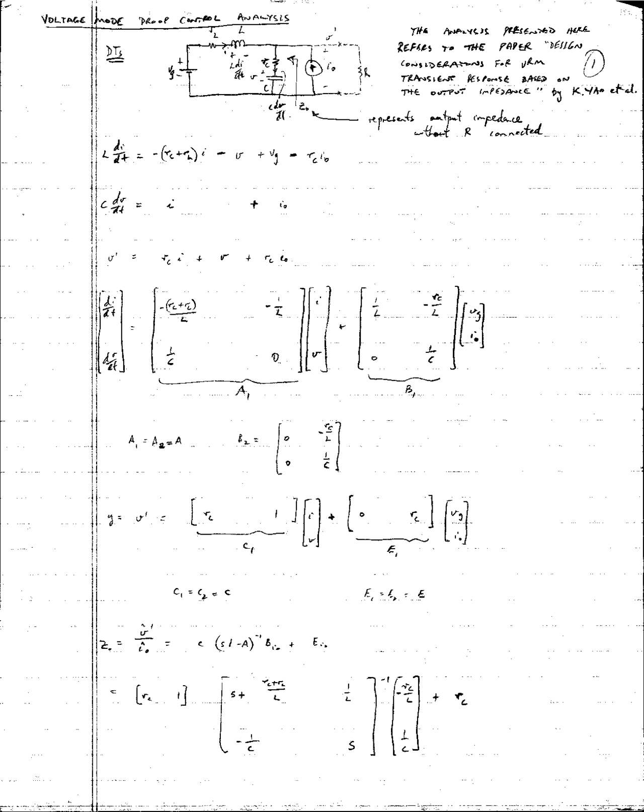 Handwritten Notes On Voltage Mode Proof Control Analysis Ece 446