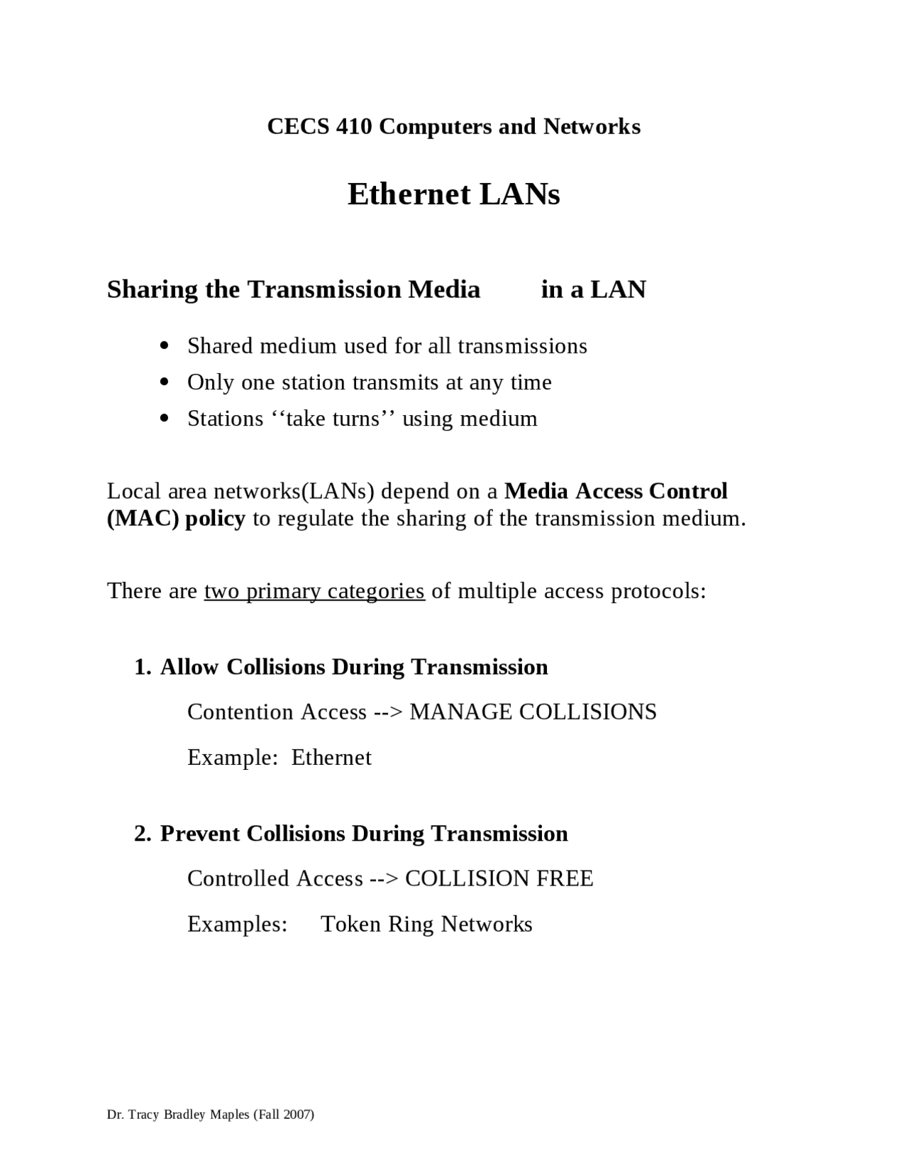 Ethernet LANs: CSMA/CD and Media Access Control in Computing Networks ...